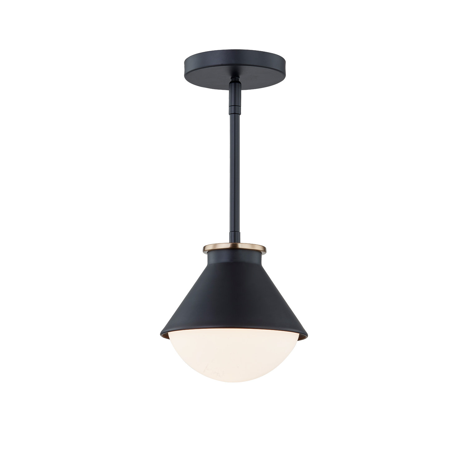 Ebern Designs Fusion -Ravelle Outdoor Pendant - Matte Black w/Brass ...