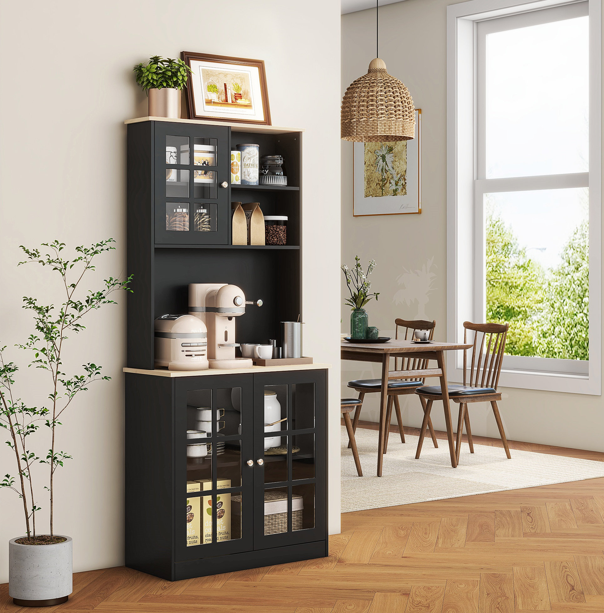 Ebern Designs 72 "Freestanding locker with large countertop, glass door ...