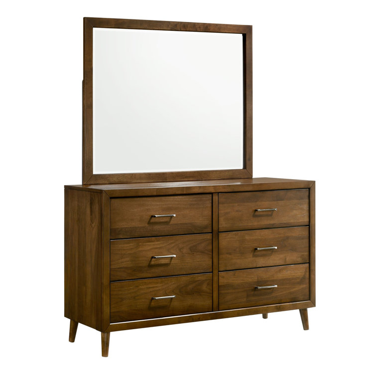Picket House Furnishings Zuma 6-Drawer Dresser & Mirror In Walnut | Wayfair