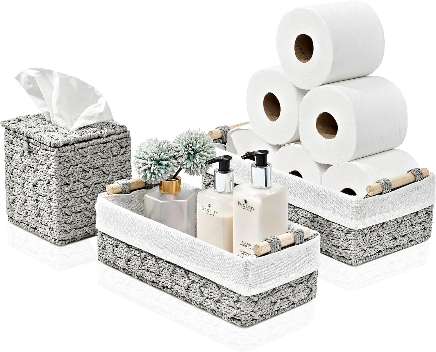 Sorbus Bathroom Baskets Tissue Holder Paper Rope 3 Piece Set | Wayfair