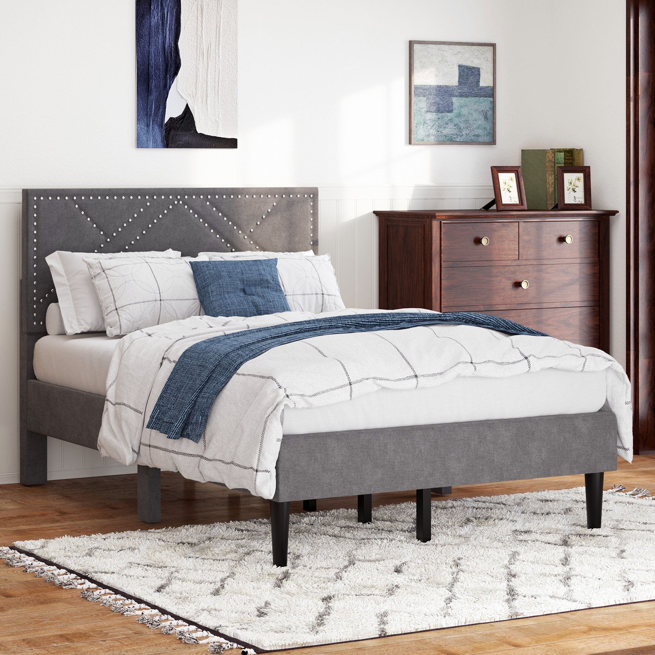 Latitude Run® Robust Bed Frame with Linen Storage & Under Bed Storage ...