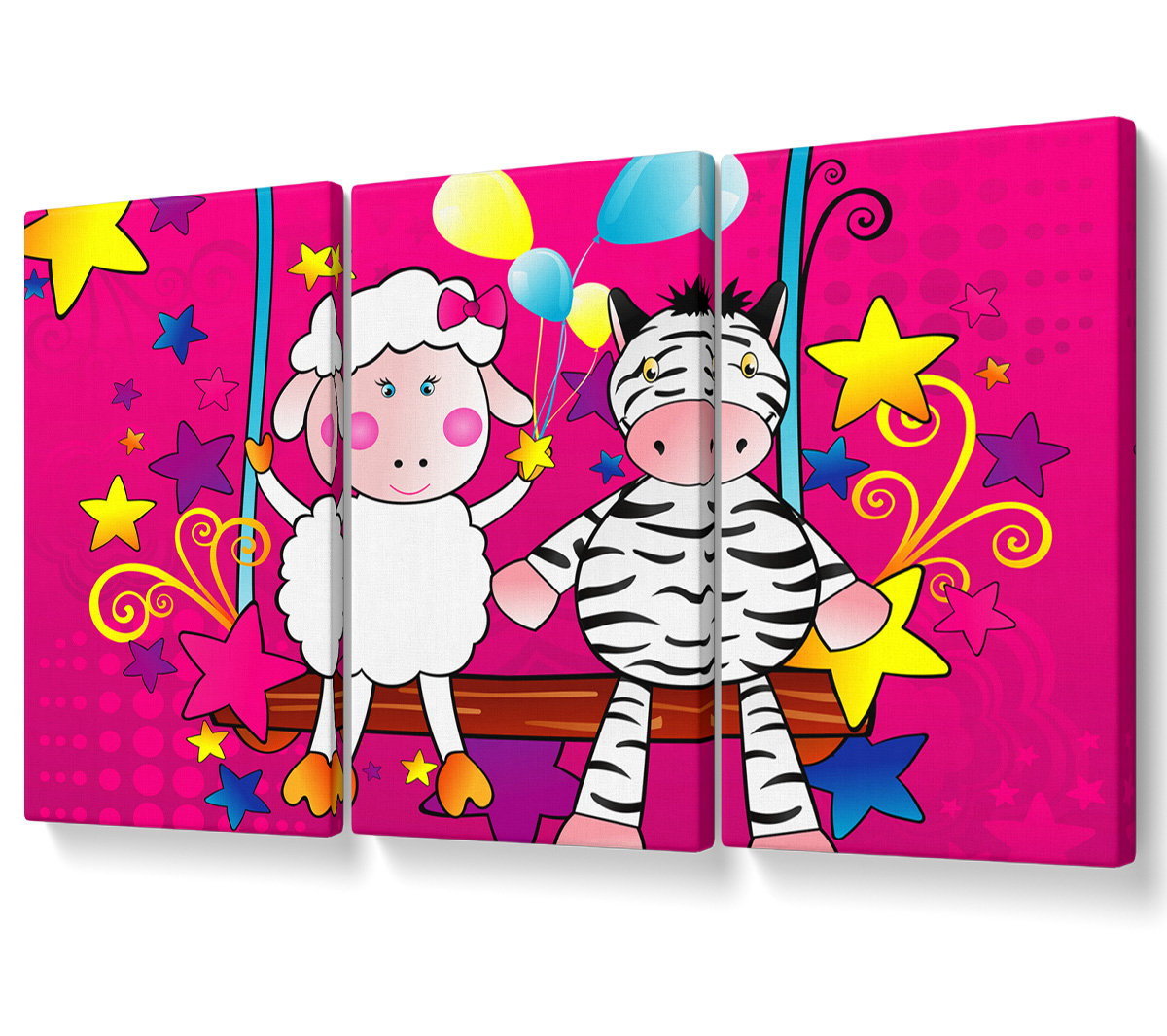 Zoomie Kids Sheep and Zebra on Swing Celebration White - 3 Piece ...