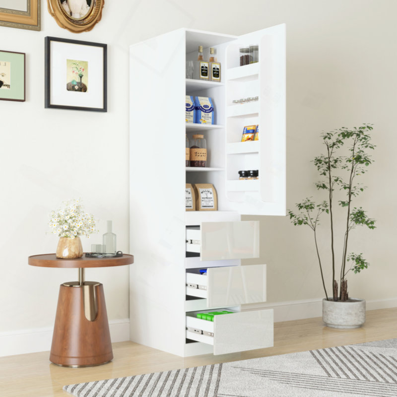 Latitude Run® Large Kitchen Pantry Storage Cabinet – Modern Minimalist ...
