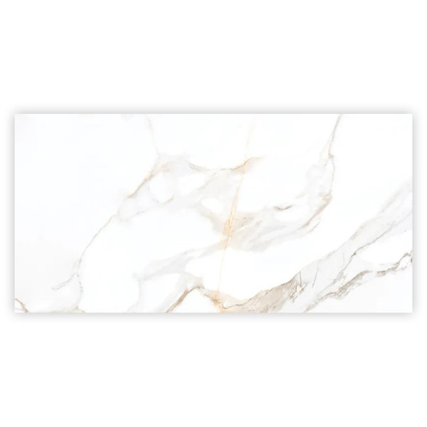 Apollo Tile Strata 24 X 48 In. Polished Bright White And Gold Porcelain ...