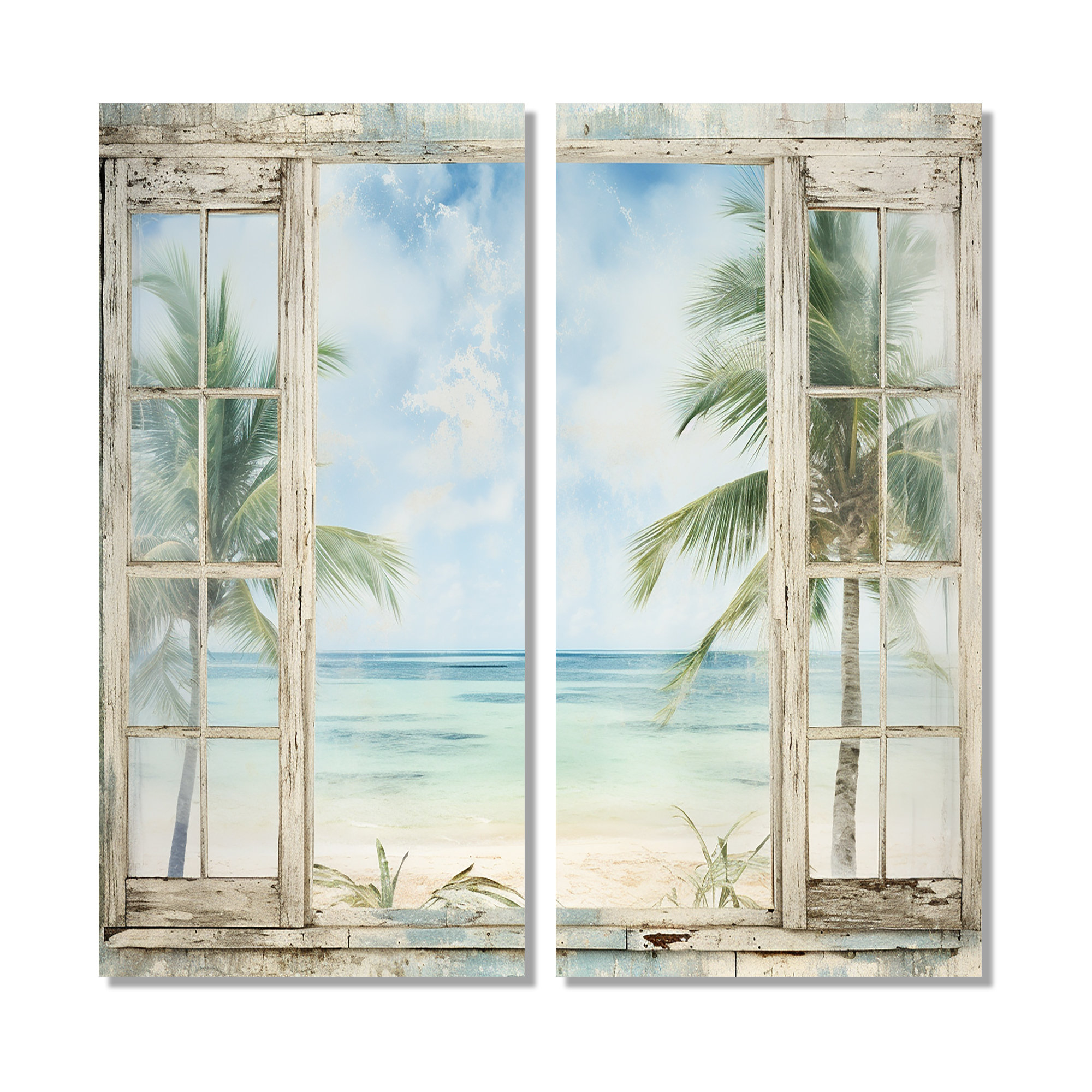 Design Art Tropical Beach Windows Horizon II - Coastal Coastal Windows ...