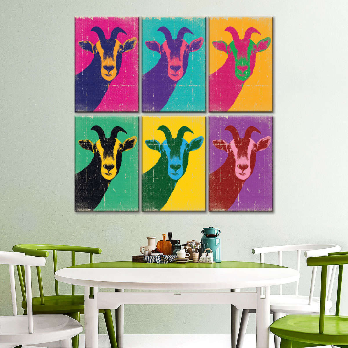 August Grove® Curious Goats Multi Piece Canvas Print | Wayfair