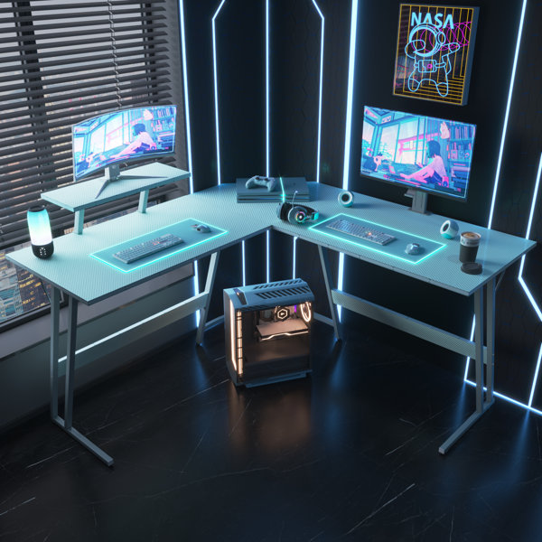 Inbox Zero Sherri L Shaped Gaming Computer Desk with Large Monitor ...