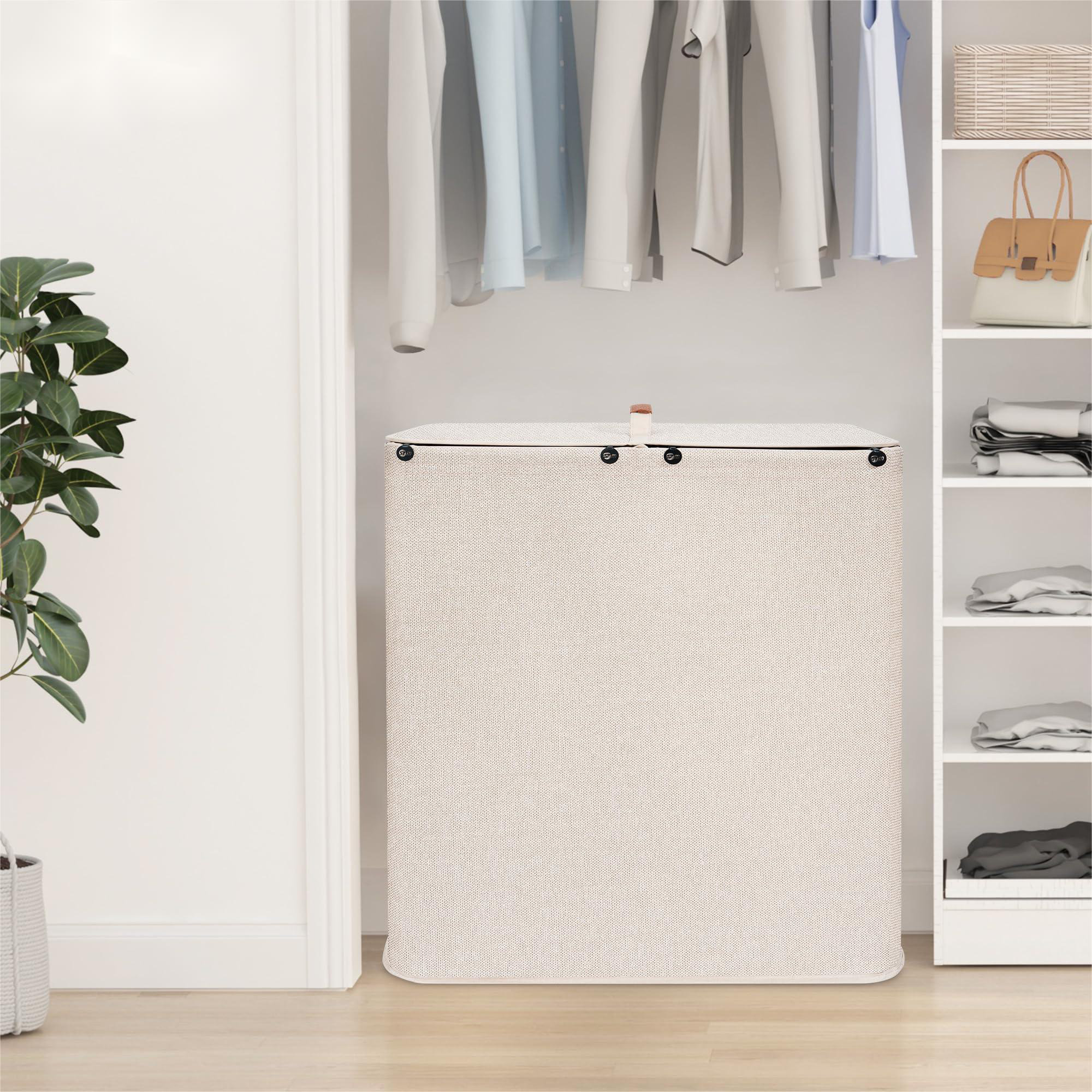 Latitude Run® Double Laundry Hamper, 136L Laundry Sorter With Lid And ...