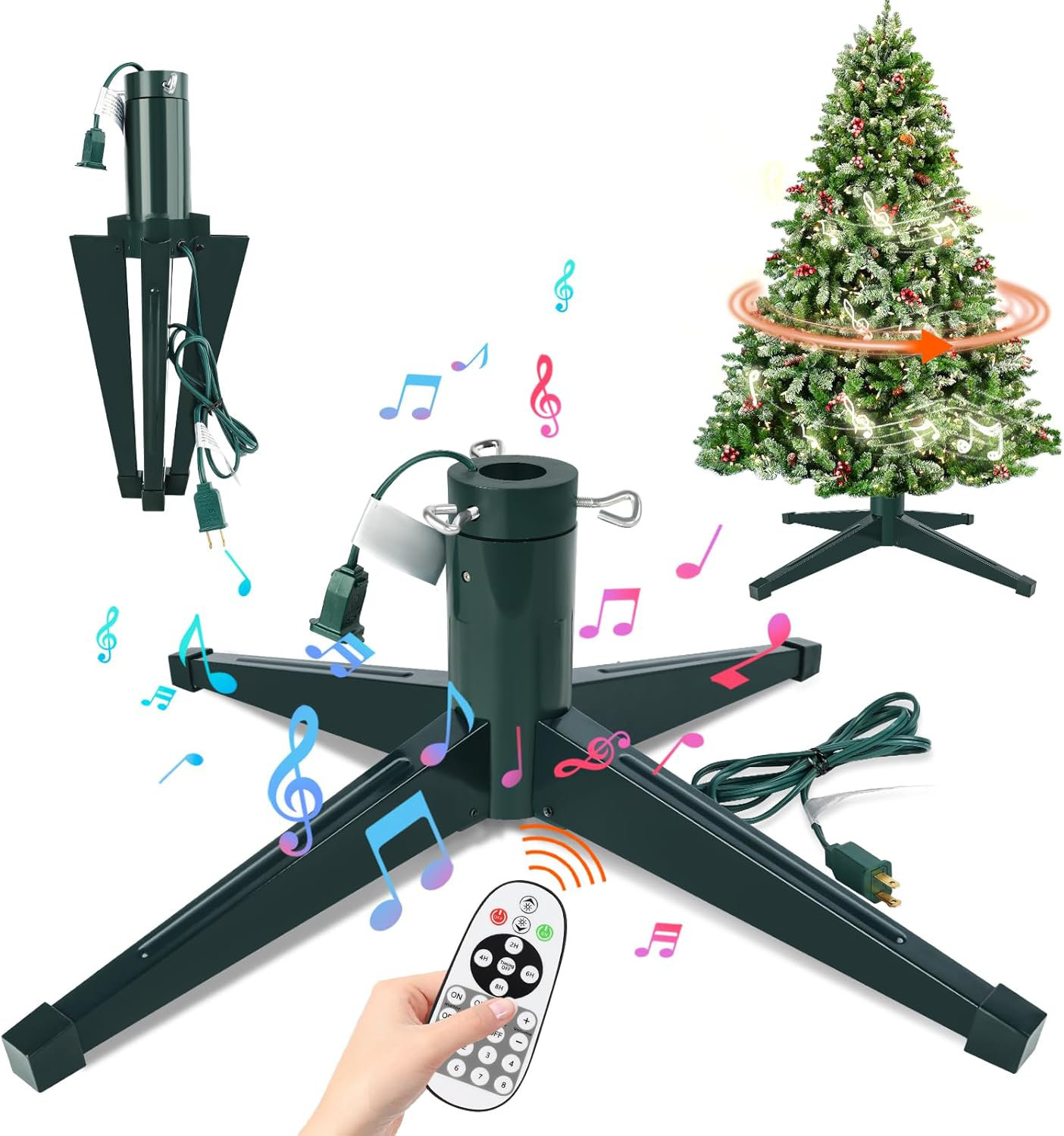 The Holiday Aisle® Musical Rotating Christmas Tree Stand Adjustable ...