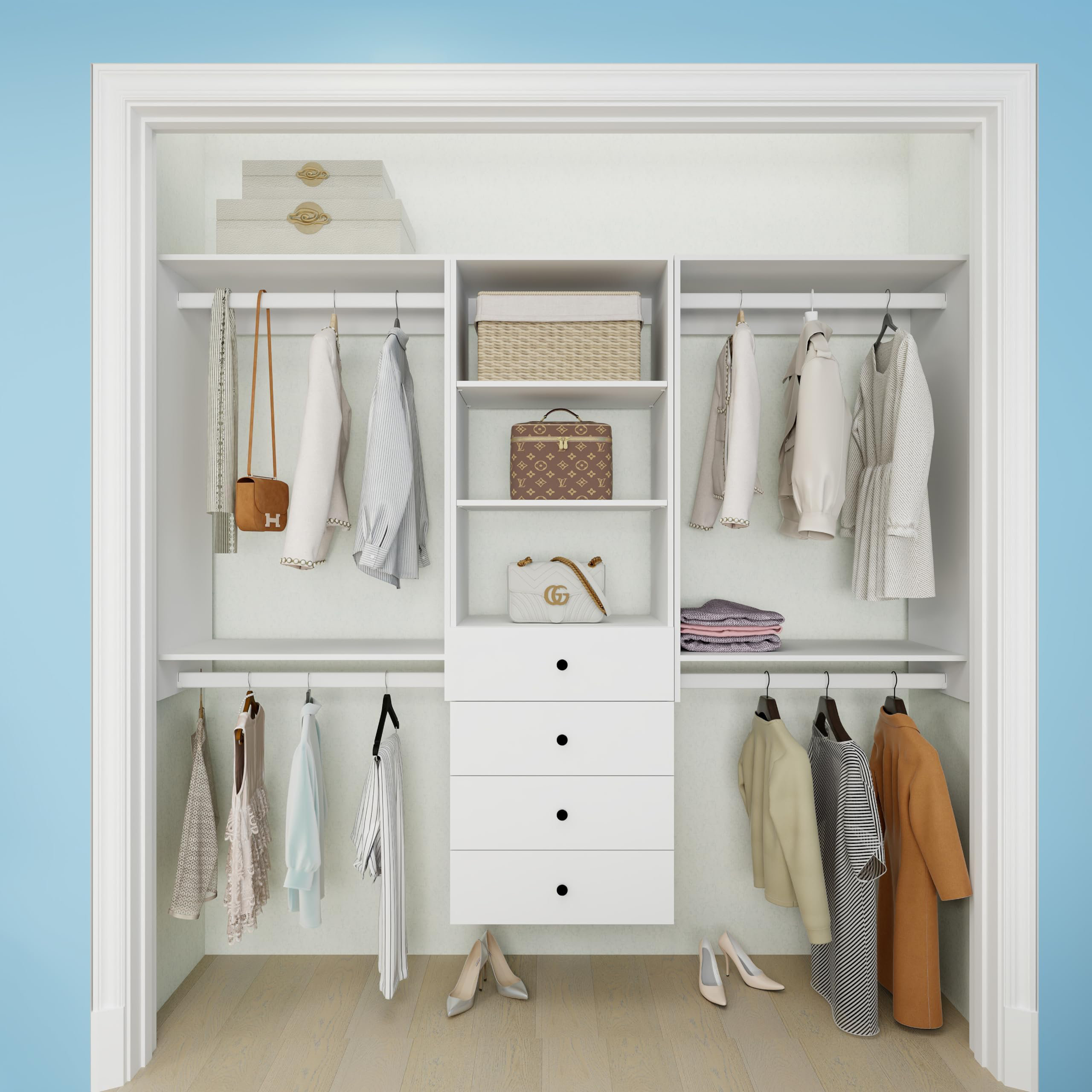 Latitude Run® Modular Wooden Closet Organizer System : Built in Closet ...