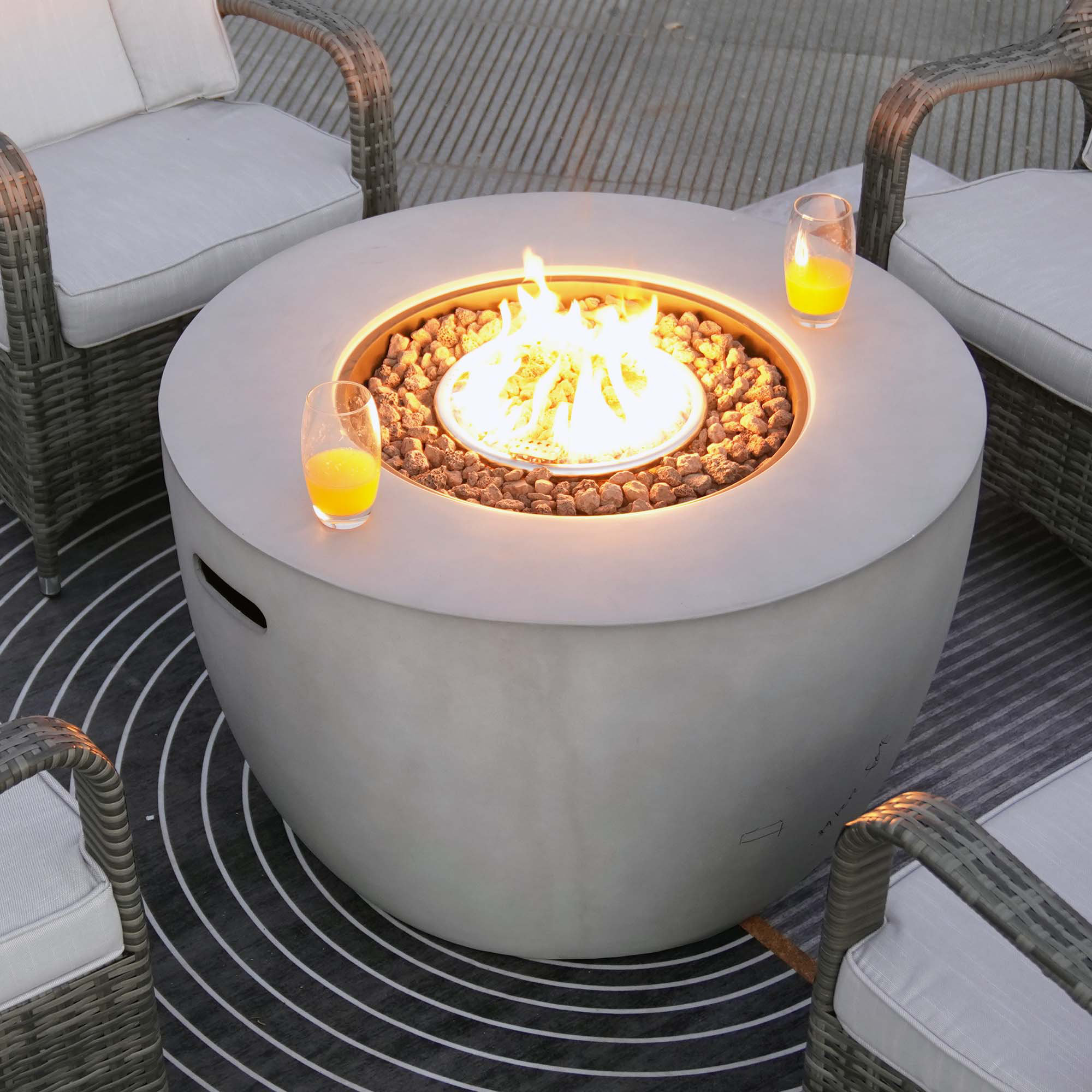 Brayden Studio 23.8'' H x 36'' W Concrete Propane Outdoor Fire Pit ...