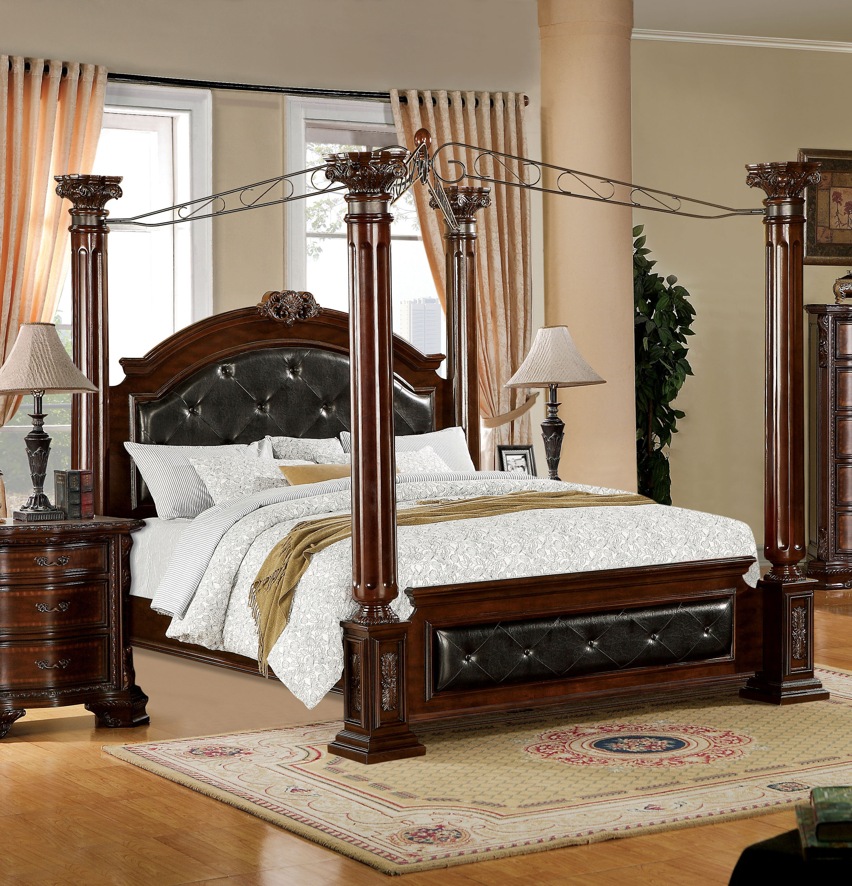 Lark Manor™ Anaira Tufted Low Profile Canopy Bed & Reviews | Wayfair