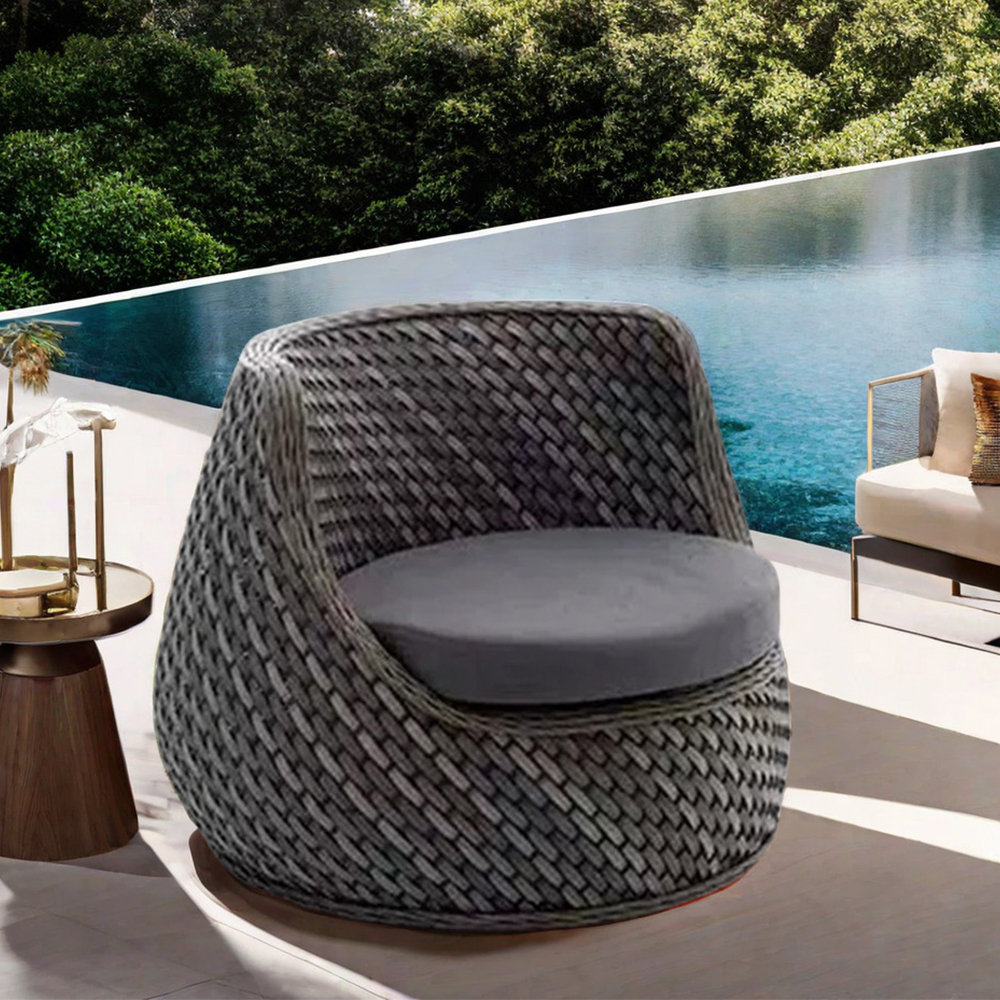 Hokku Designs Sunveer Wicker Outdoor Armless Lounge Chair | Wayfair