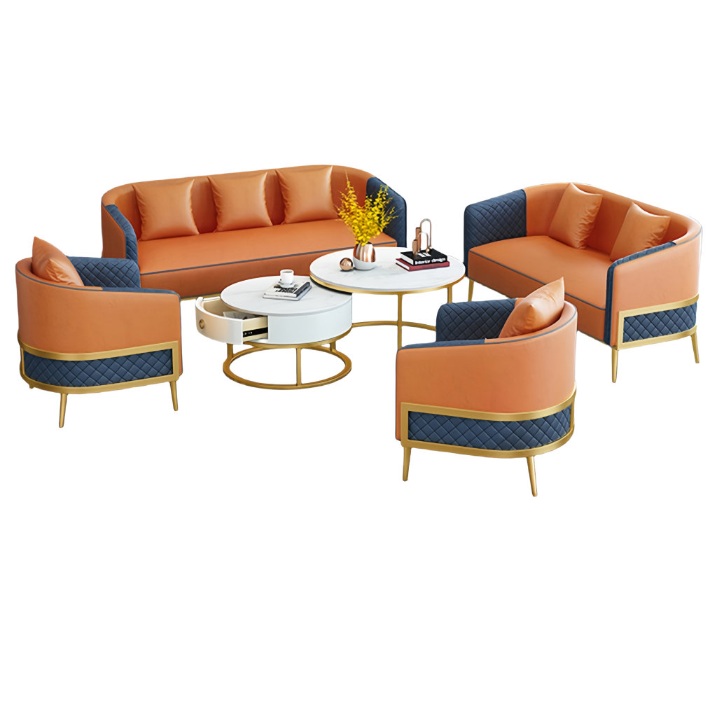 Lifton Modern Light Luxury Sofa Tea Table Combination 6 - Piece Living ...