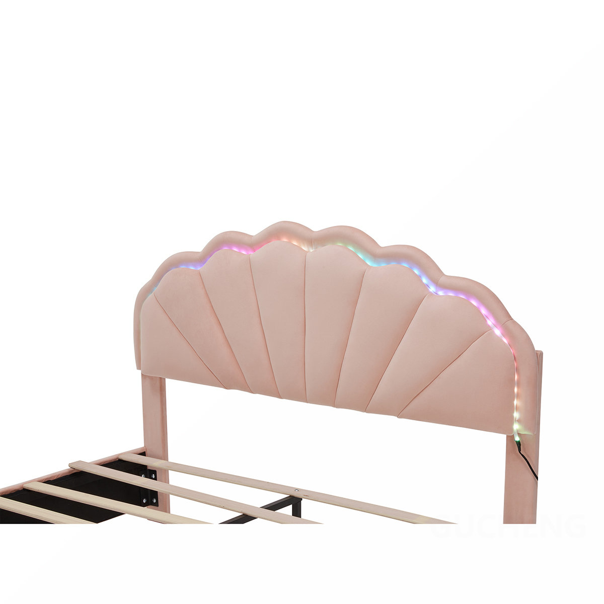 Latitude Run® Full Size Upholstered Smart LED Bed Frame with 2 Storage ...