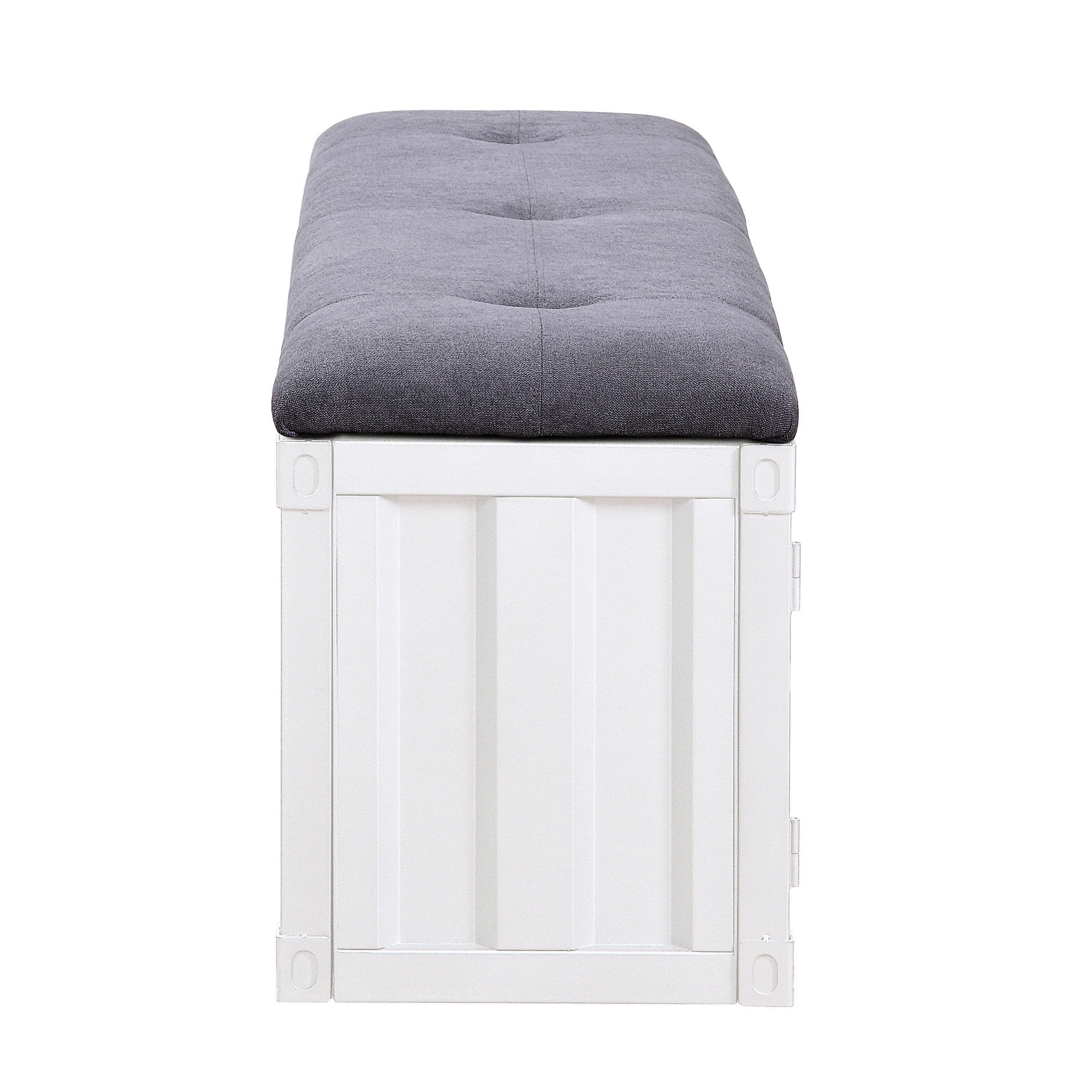 17 Stories Contemporary Living Room Storage Bench With Grey Fabric And ...