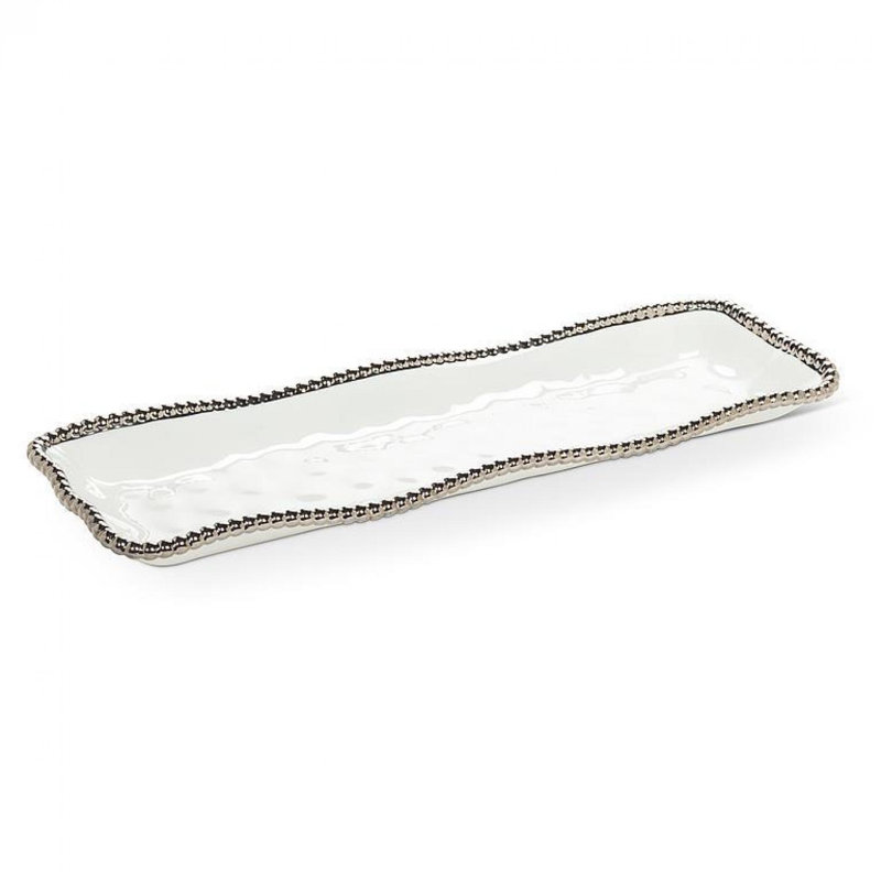 Mercer41 Silver Beaded Edge Rectangular Platter | Wayfair