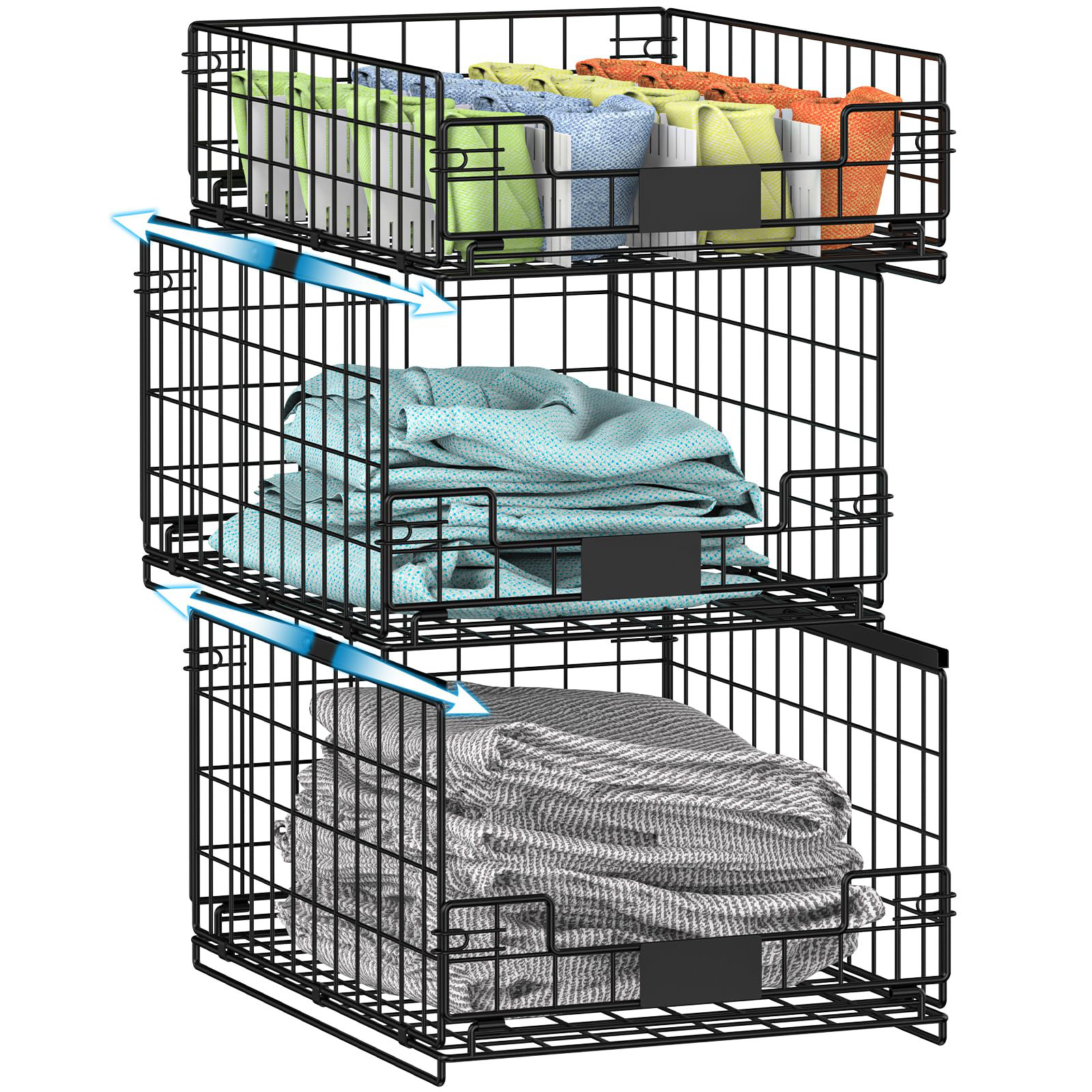 Rebrilliant 3 Pack Sliding Closet Organizers And Storage, Stackable ...
