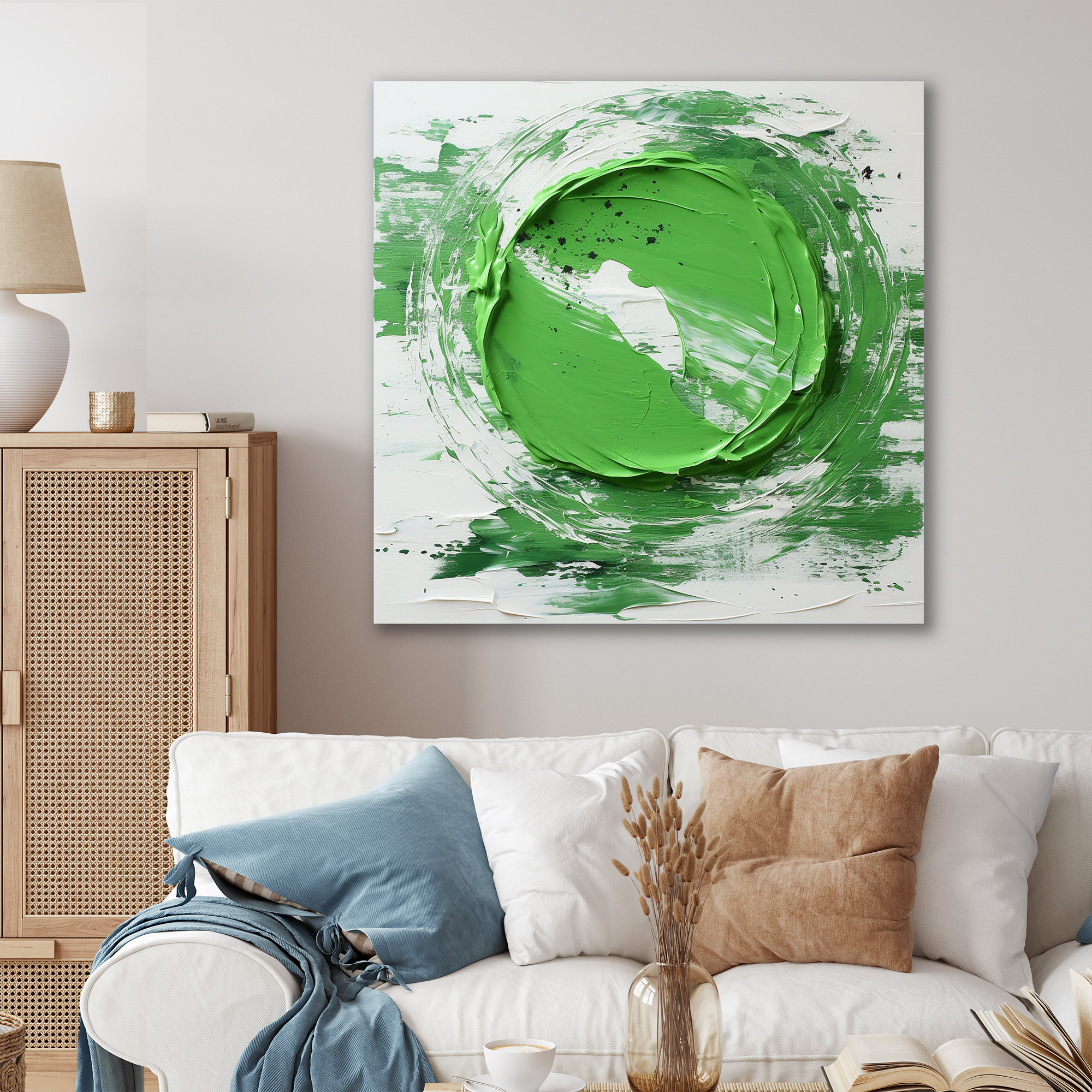 Wrought Studio™ Green And White Abstract Spiral Collage I - Abstract ...