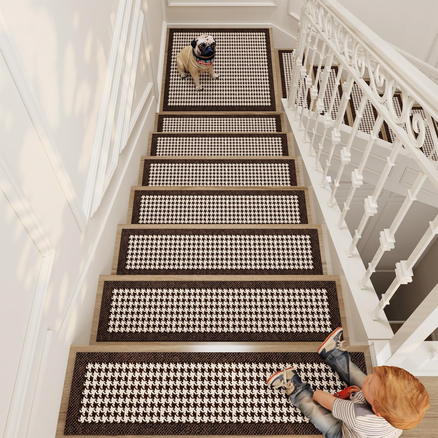 George Oliver Stair Treads Non Slip, 15 PCS Stair Treads For Wooden ...