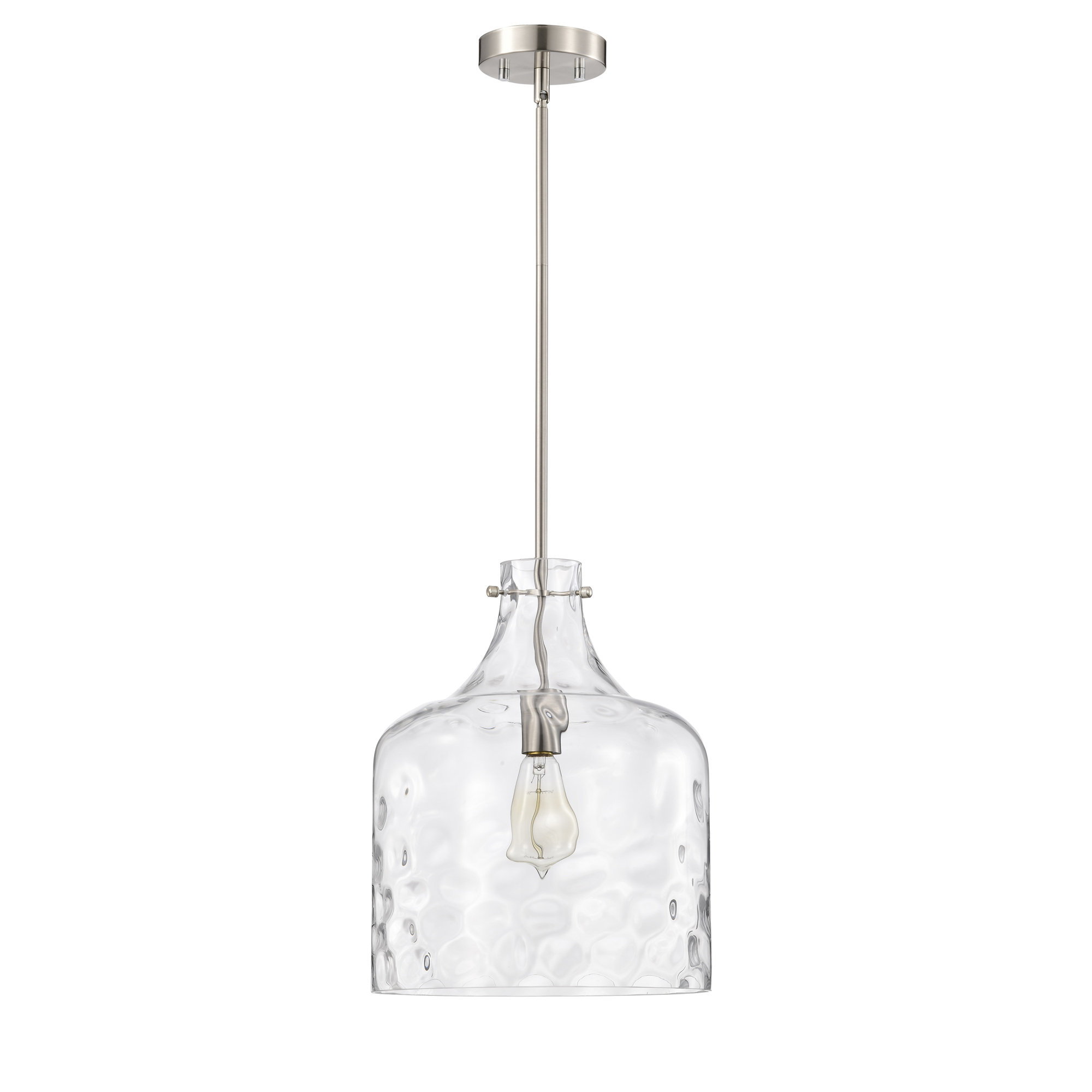 Breakwater Bay Satin Nickel Clear Dimpled Glass Single Light Pendant ...