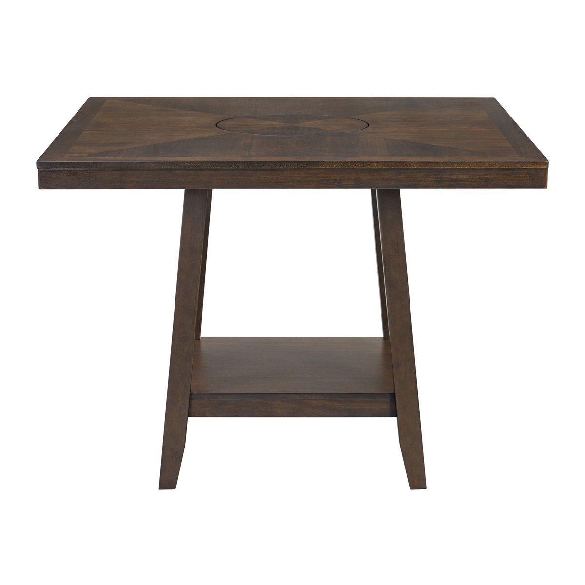 Winston Porter Poling Square Counter Table with Lazy Susan in Brown ...