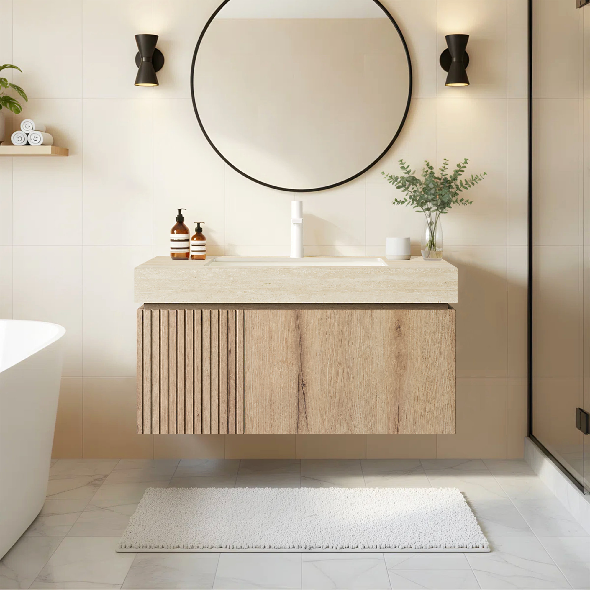 Red Barrel Studio® 36" Bathroom Vanity & Sinks Modern Family Suspended ...