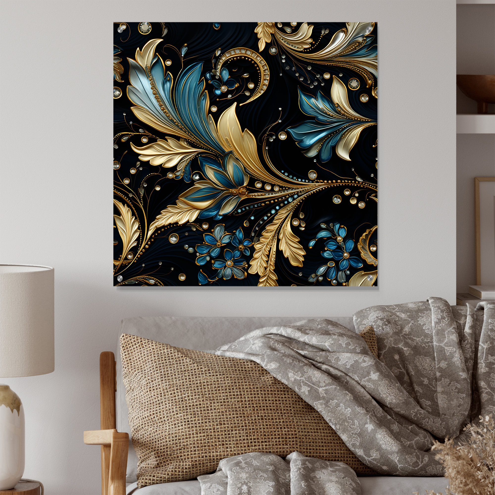 Design Art Gilded Luxe Paisley Pattern - Abstract Acrylic Wall Art For ...