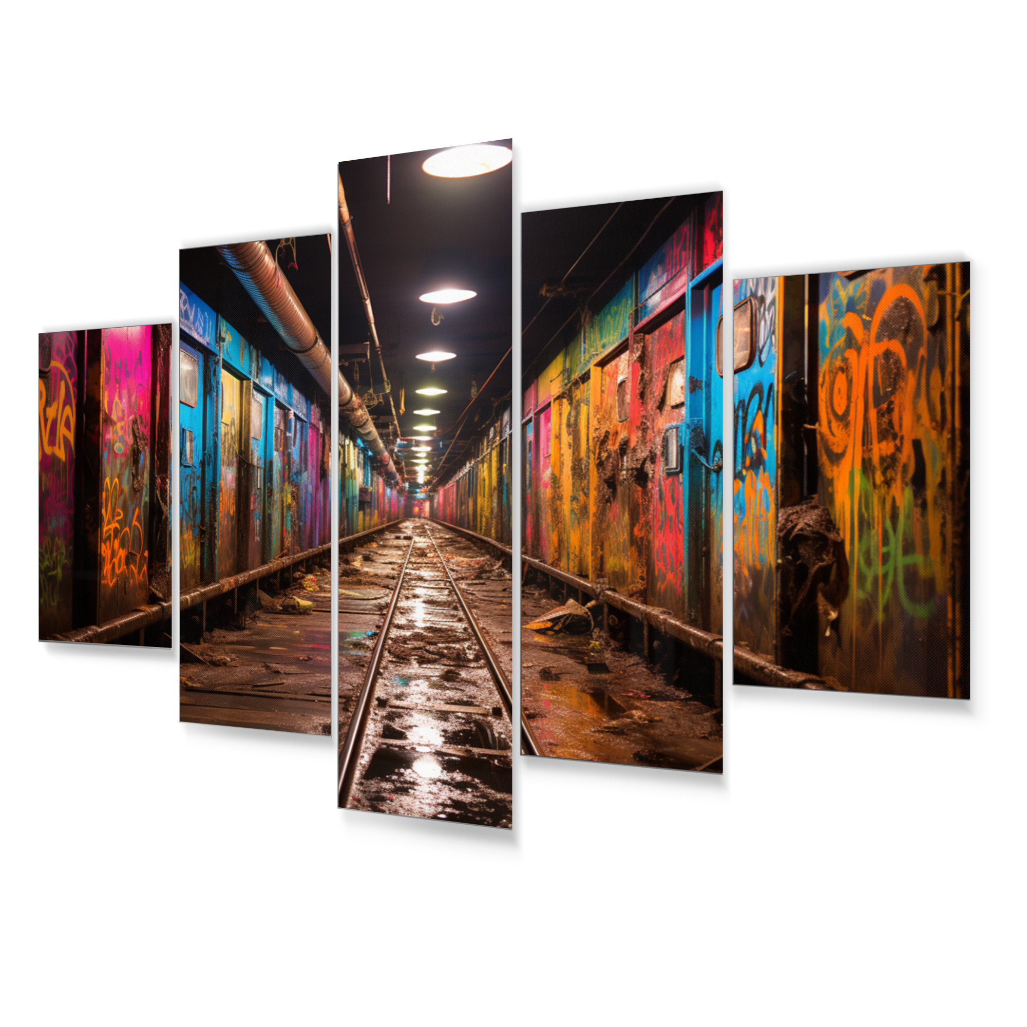 17 Stories Colorful Tunnel Graffiti Oasis Bold - Tunnels Metal Wall Art ...