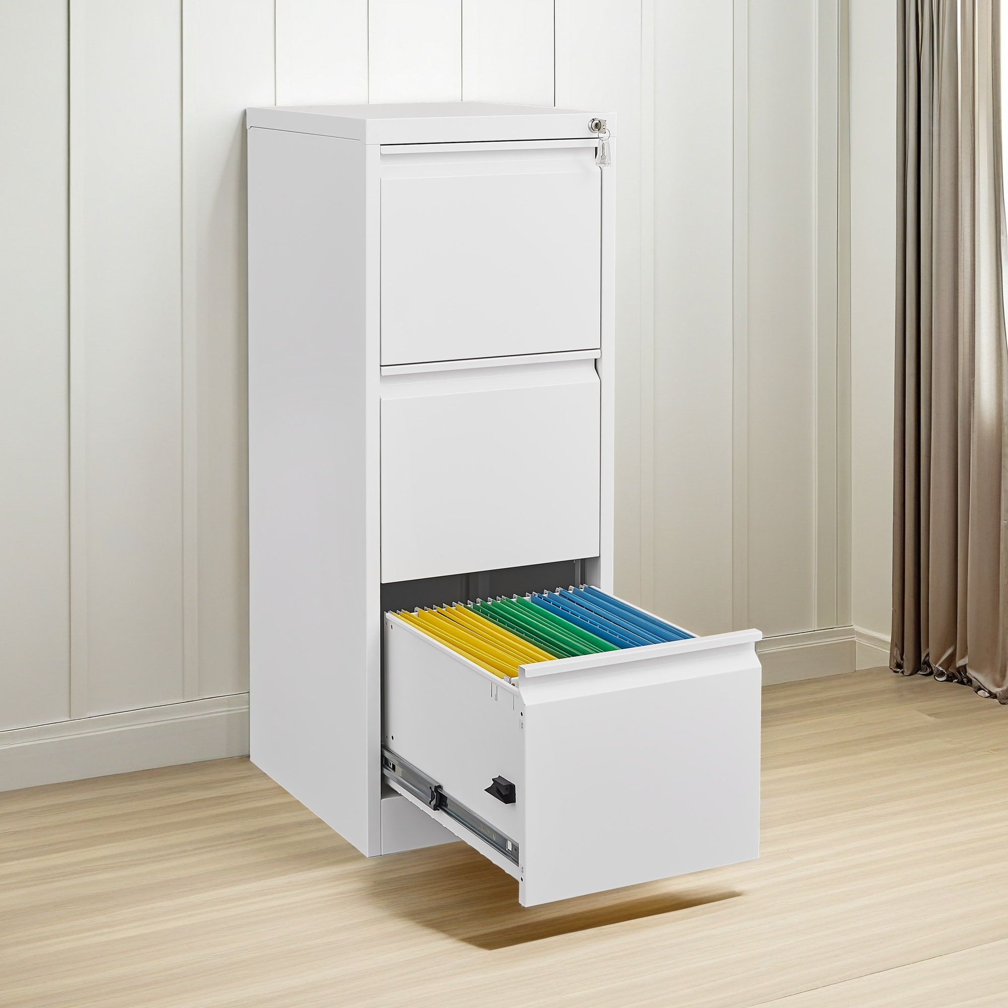 Inbox Zero 3 Drawer File Cabinet With Lock Metal Vertical File Storage ...