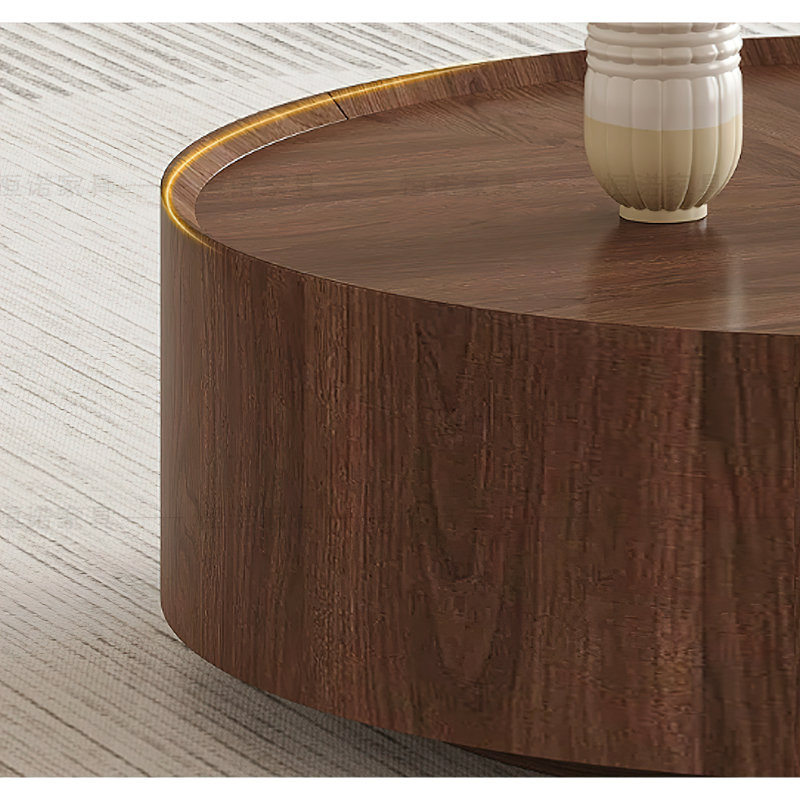 Loon Peak® Kemberton Walnut Round Coffee Table with Storage Drawers ...