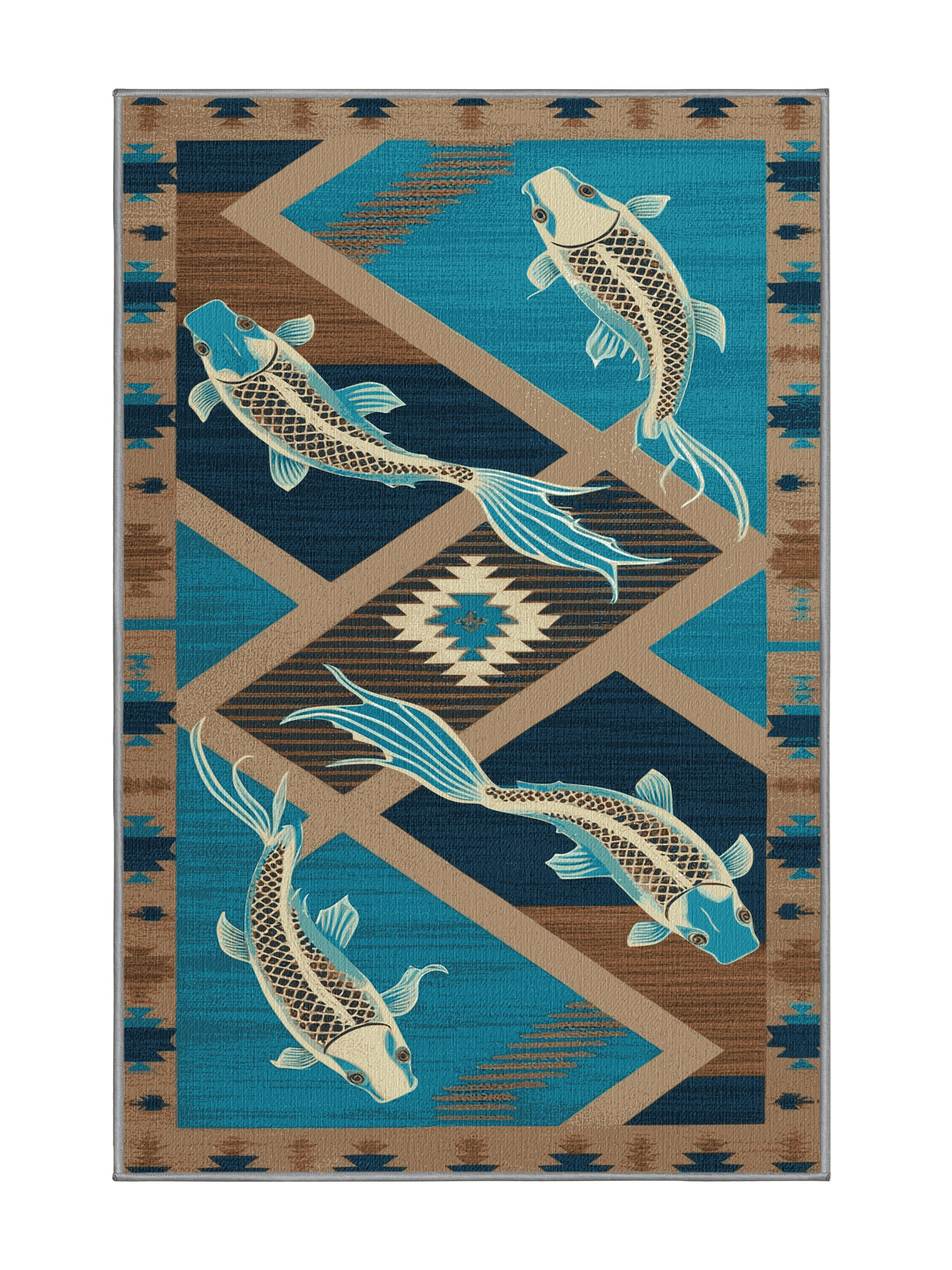 Dakota Fields Washable Koi Fish Southwestern Area Rug | Wayfair