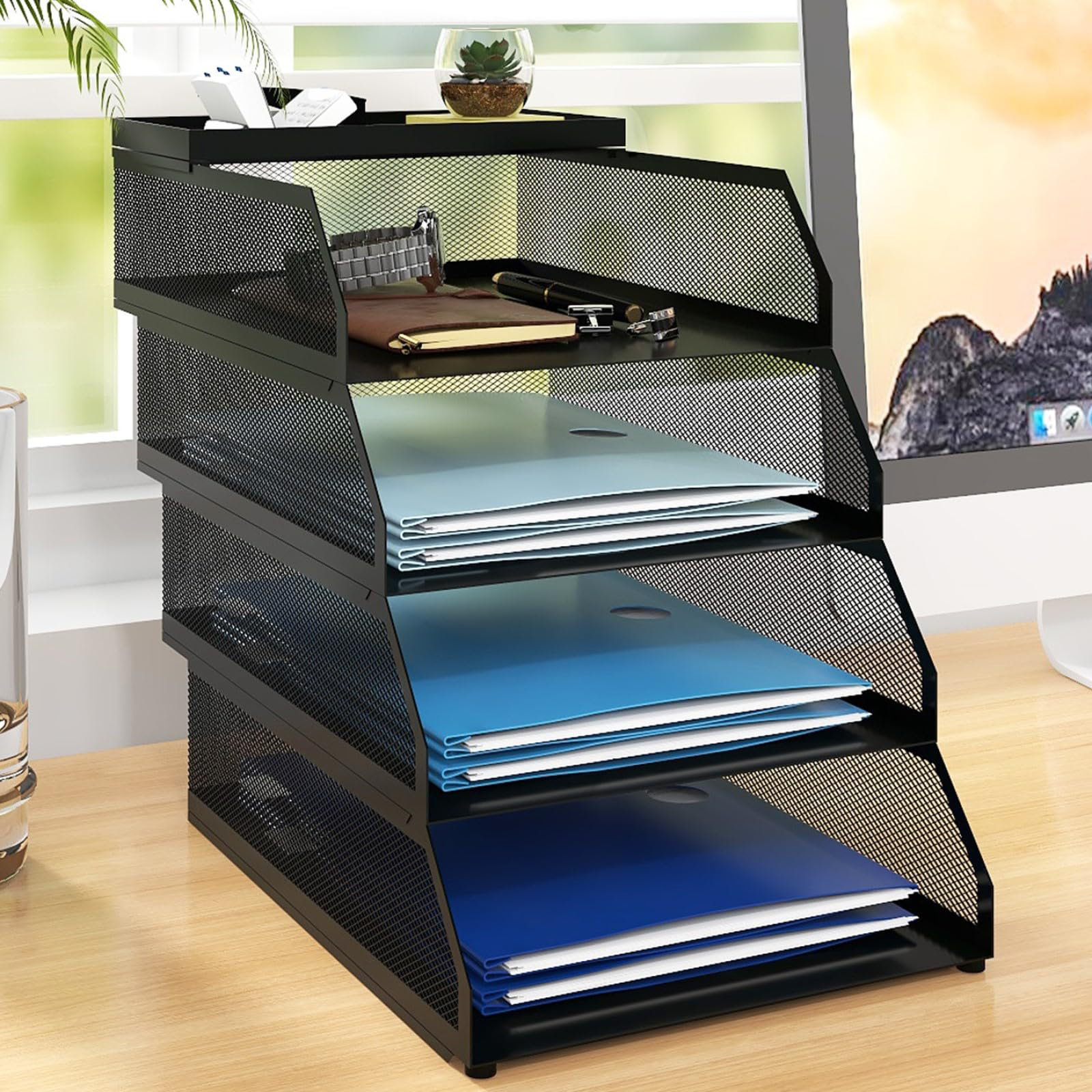 Metro Lane 4 Tiers Office Filing Trays For Desk Tidy Organiser ...