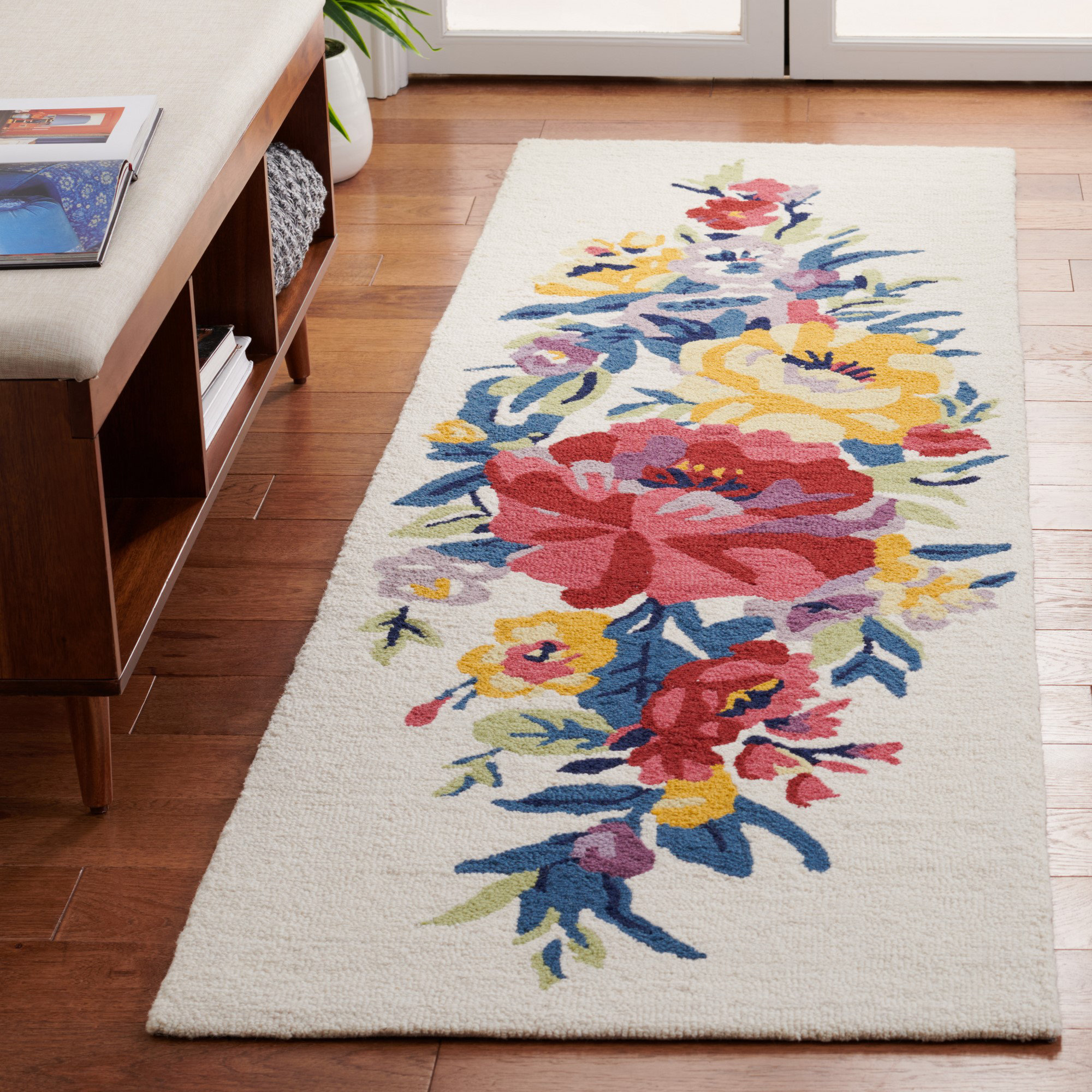 Red Barrel Studio® Chelsea Hand Tufted Wool/Cotton Floral Rug in Ivory ...