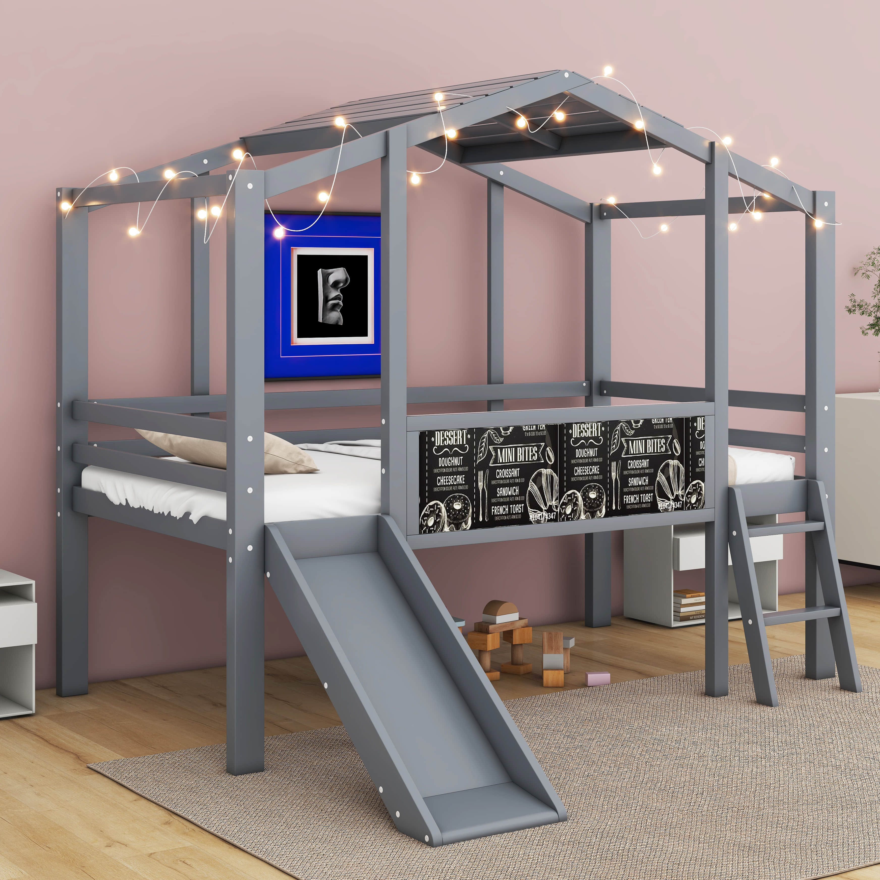 Harper Orchard Alimah Loft Bed with Ladder and Slide, House Bed with ...