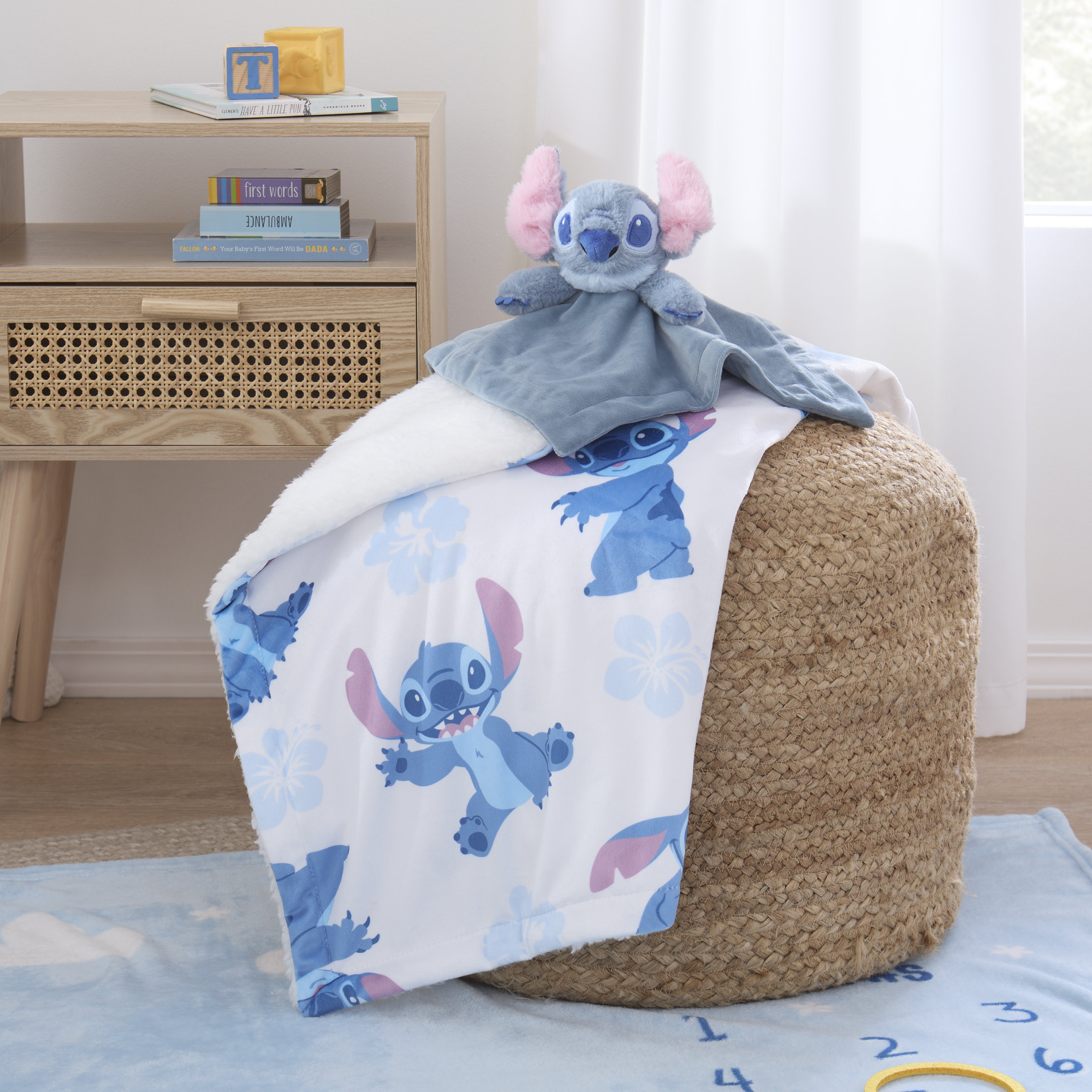 Disney NoJo Disney Stitch Security Baby Blanket, Blue and Pink ...