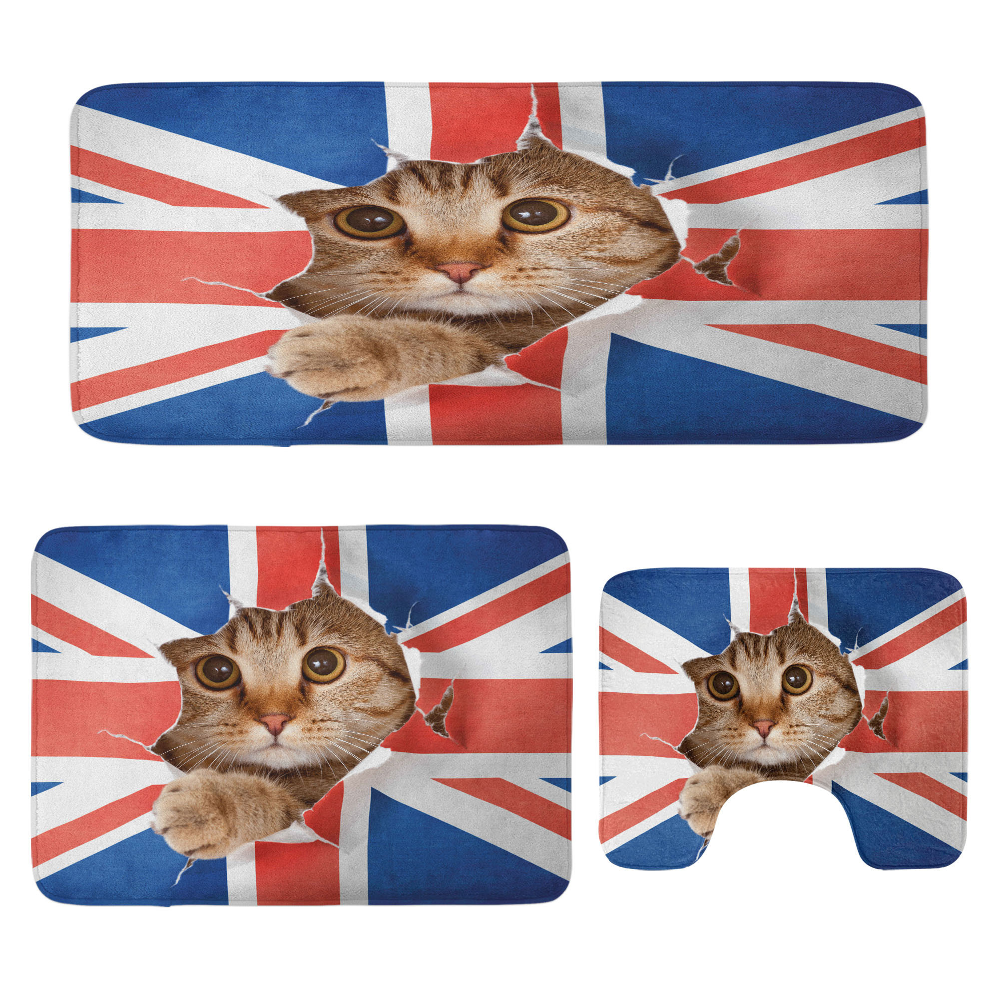 East Urban Home Cat Bathroom Rug Set 3 Pieces U-Shape & Rectangle Mats ...
