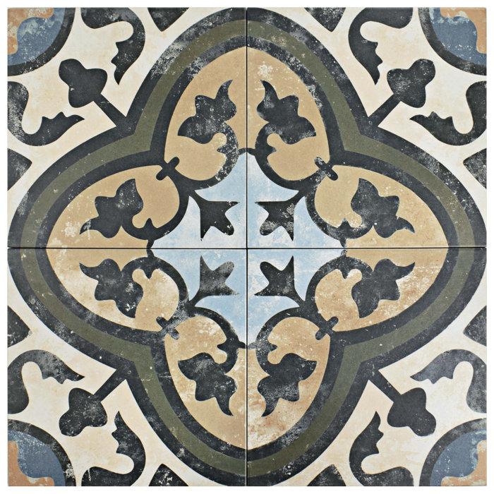 Merola Tile Evoque Arte Carthusian 10" x 10" Porcelain Patterned Wall ...