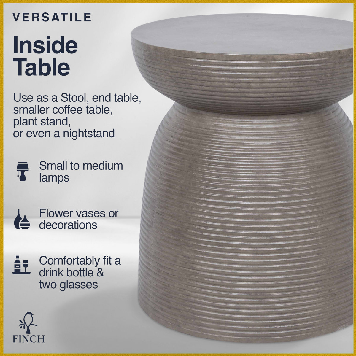 Finch Clayton Cement Pedestal Side Table, Sturdy, Scratch Resistant ...