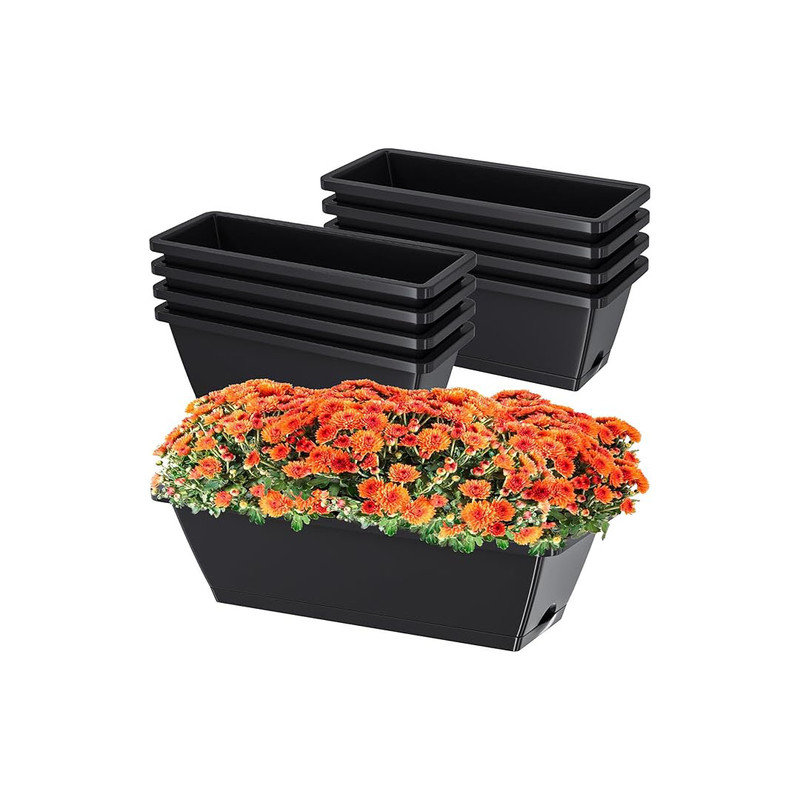 Latitude Run® Rectangle Window Boxes Planters 8 Pcs, Plastic Rectangular Window Flower Box ...