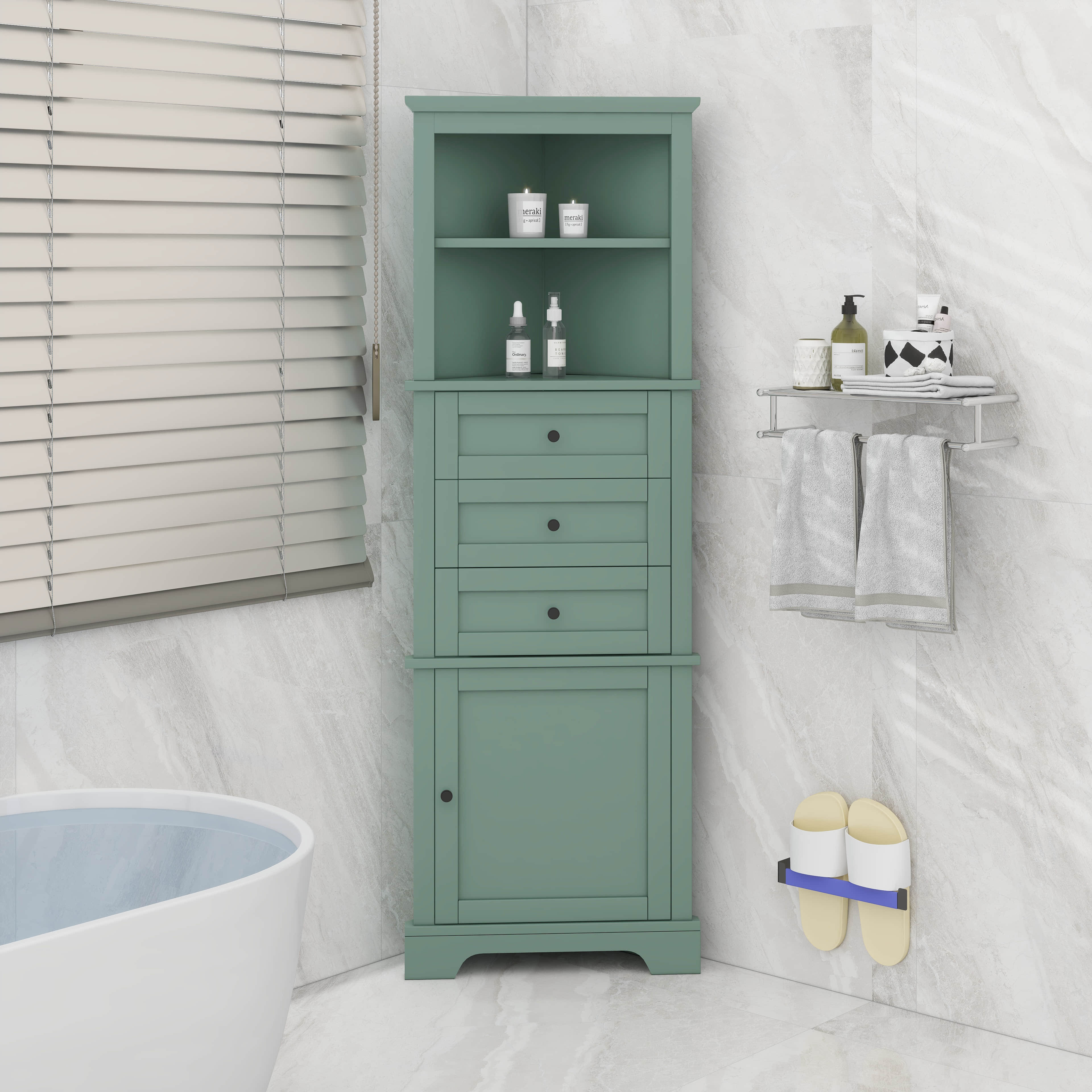 Red Barrel Studio® Triangle Storage Corner Cabinet Tall Cabinet With 3 ...