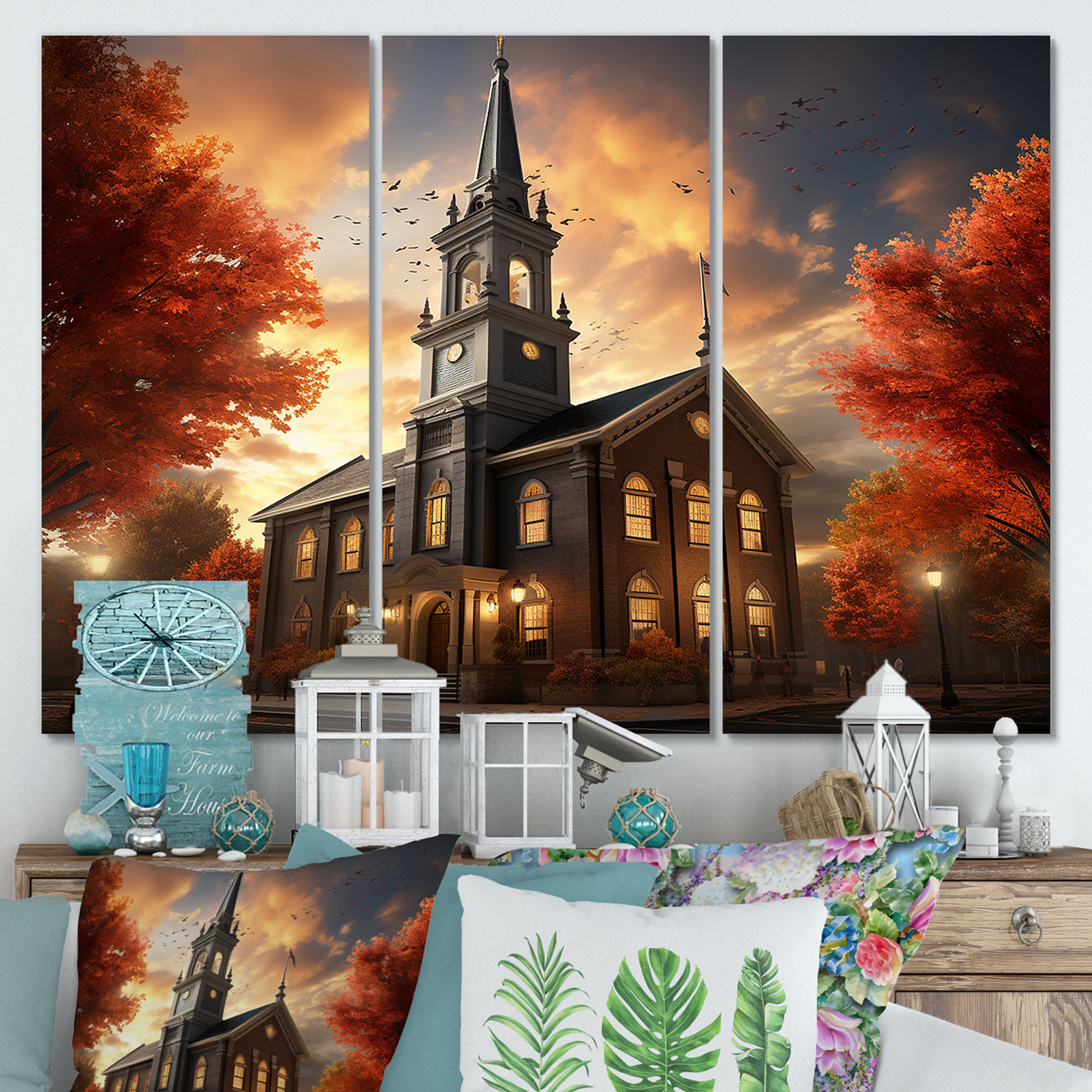 Lark Manor™ Religious Chruch Country Charm - Church Wall Art | Wayfair