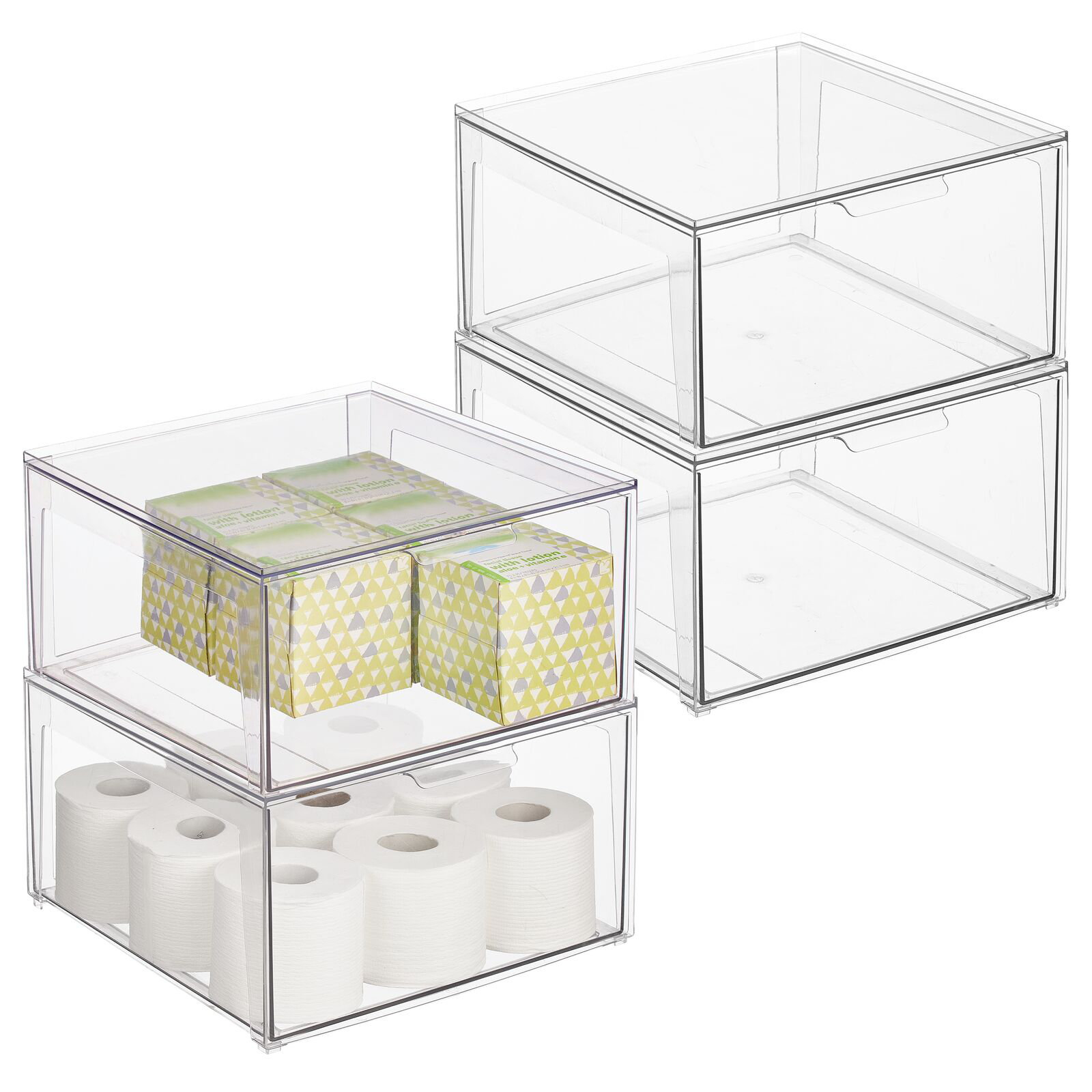 mDesign Plastic Stackable Bathroom Storage Organizer with Drawer | Wayfair