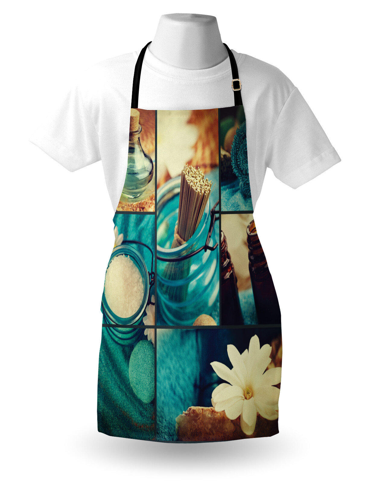 East Urban Home Spa Apron Unisex, White Daisies Collage, Adult Size ...