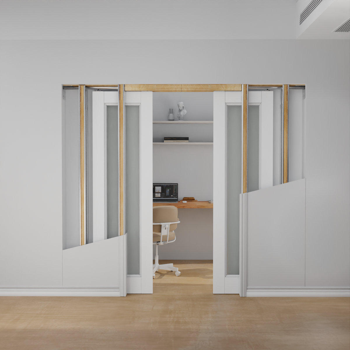 ARK DESIGN Double Silding Closet Doors French Frosted Glass Pocket Door ...