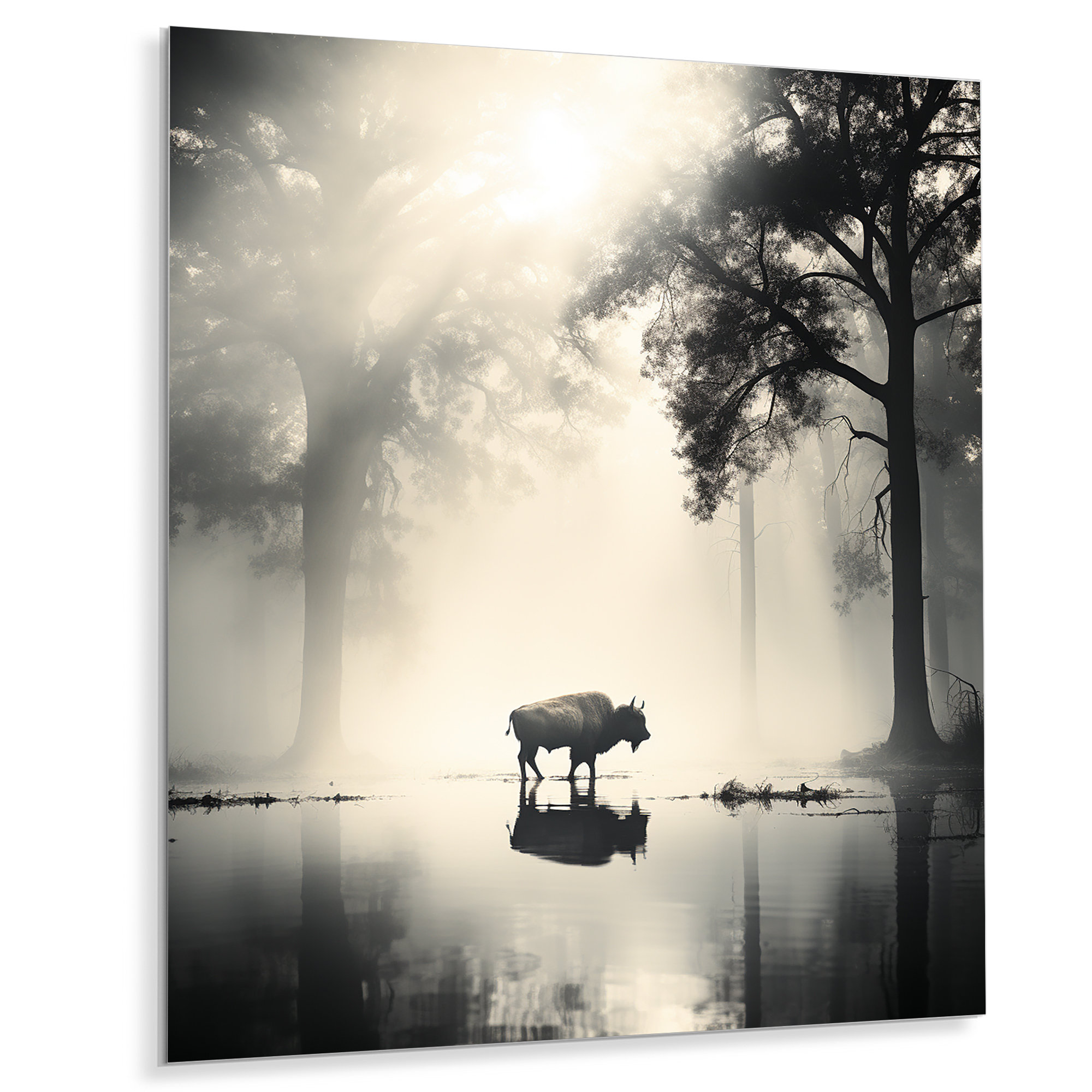 Millwood Pines Grey Buffalo Ethereal Grazing - Animals Bison Metal Wall ...