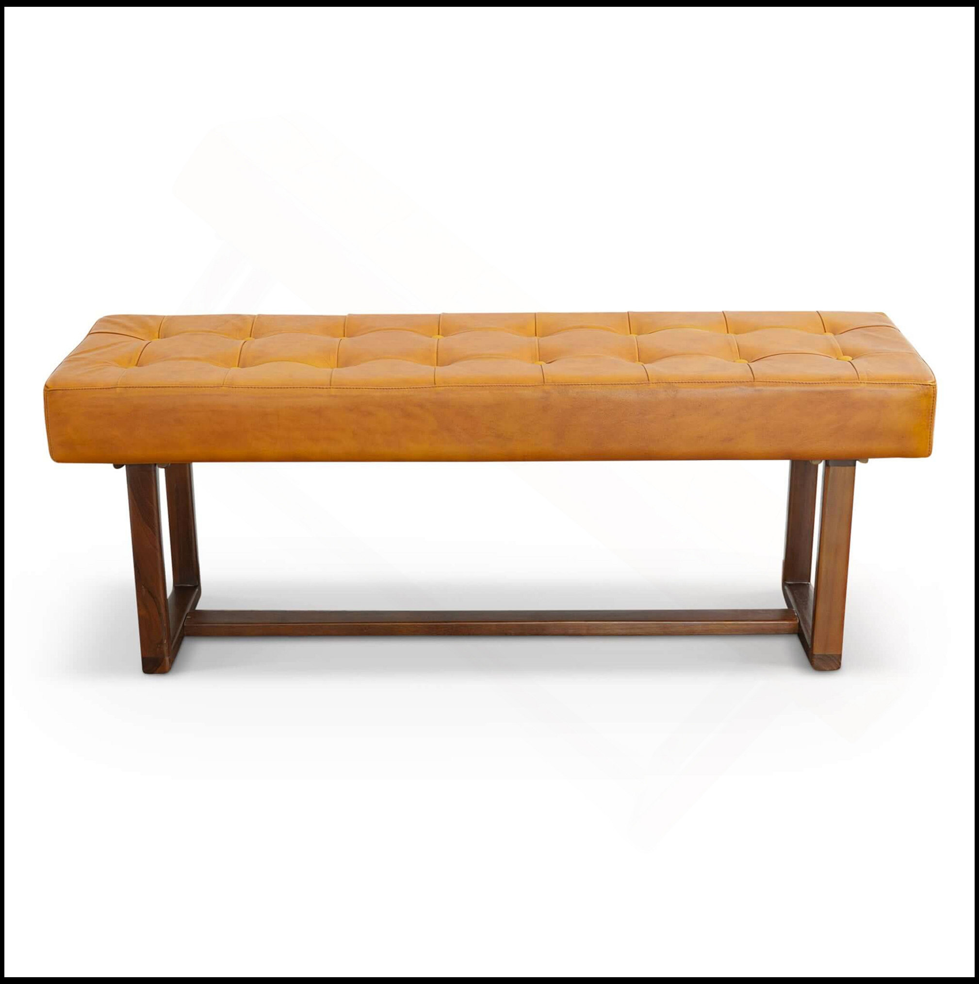 Corrigan Studio® Tan Leather Bench | Wayfair