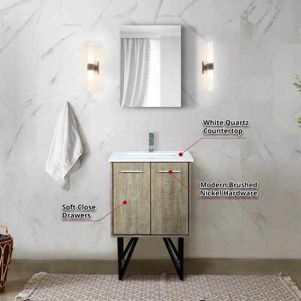 Kivaritio Rustic 24 In. Wide Bath Vanity With White Quartz Surface ...