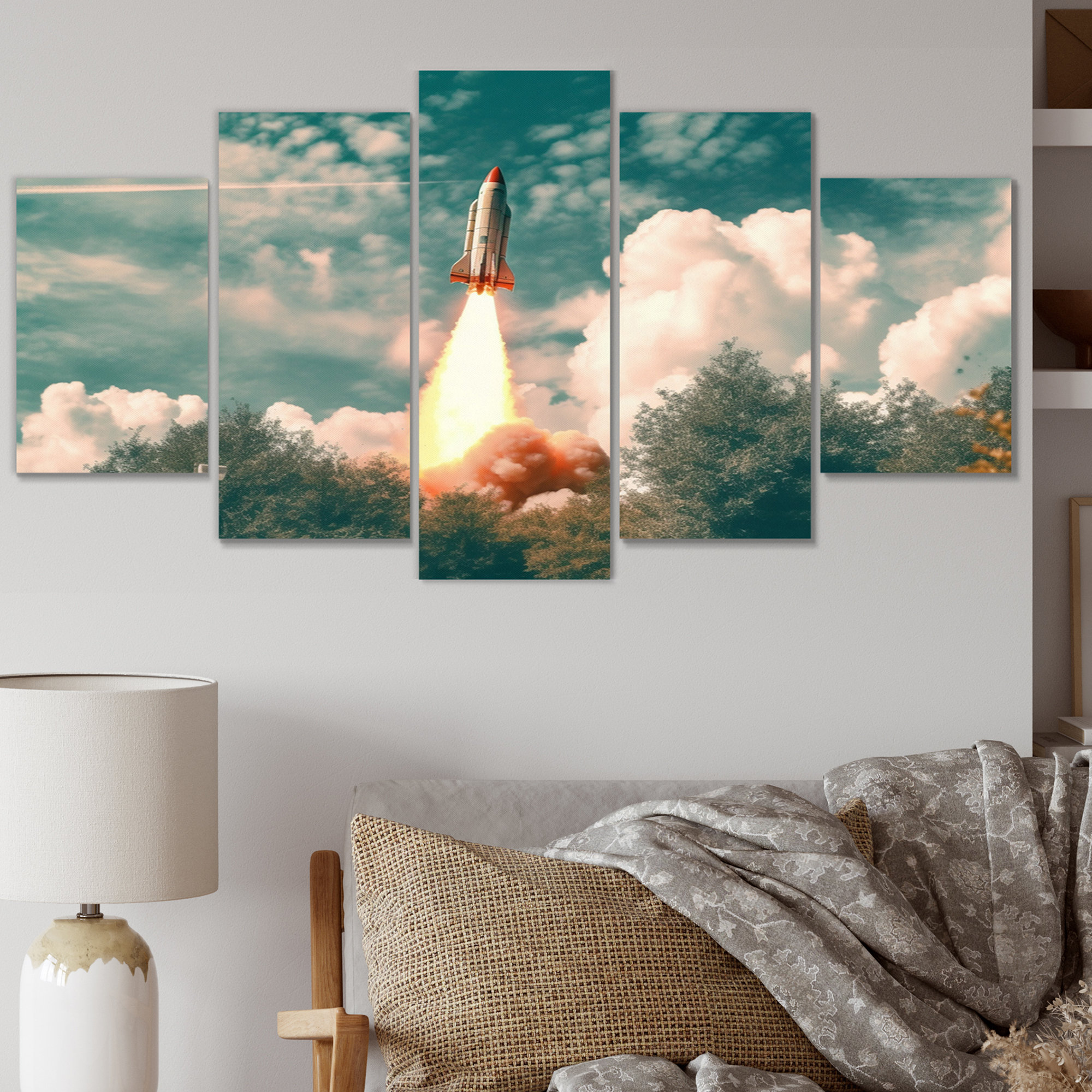 Williston Forge Spaceship Rocket In Florida I On Canvas 5 Pieces Print ...