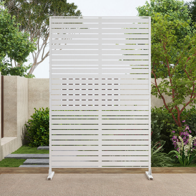 UIXE Pacifa 6.33 ft. H x 3.93 ft. W Metal Privacy Screen Panel Stripe ...